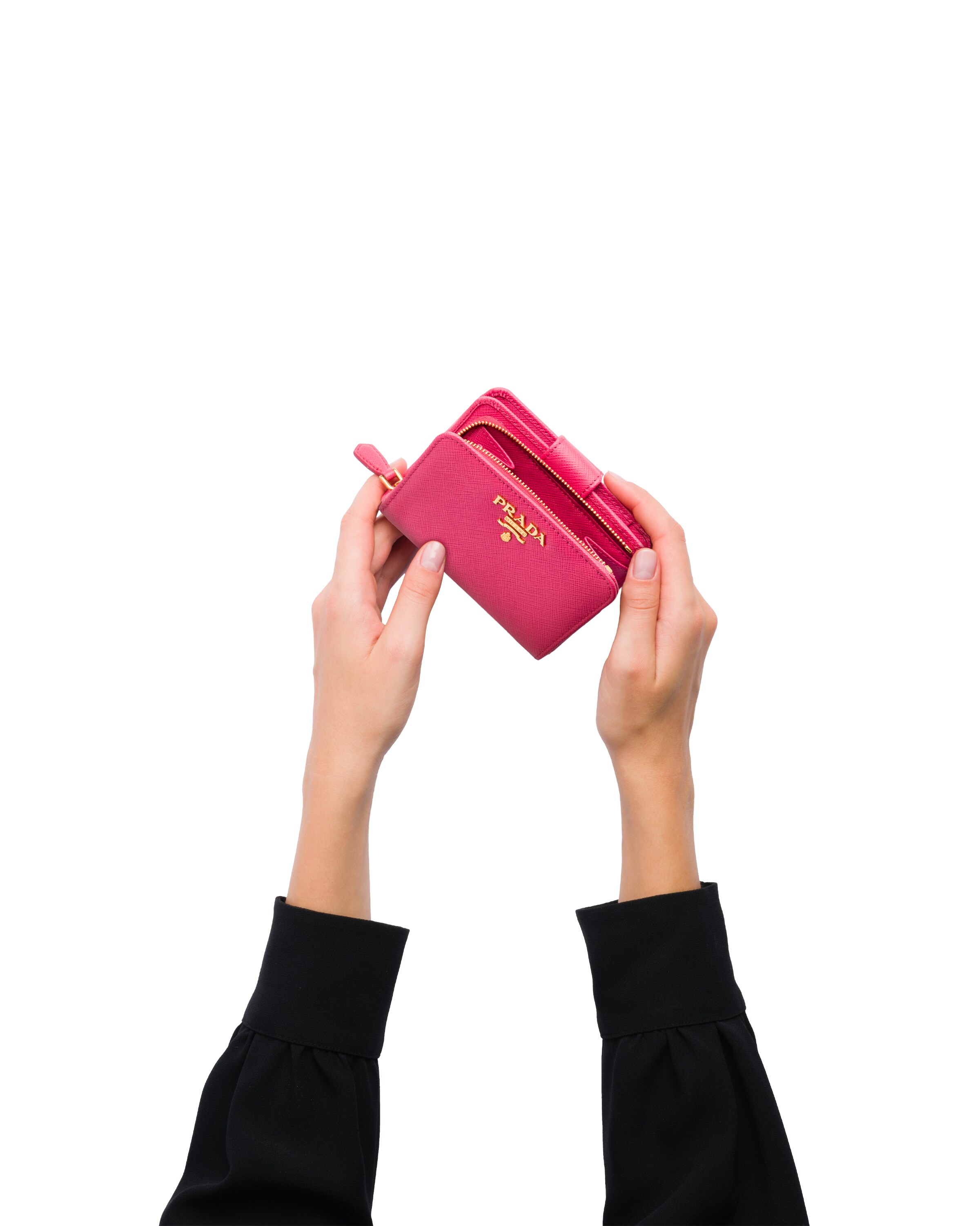 Peony Pink/begonia Pink Small Saffiano Leather Wallet | Prada