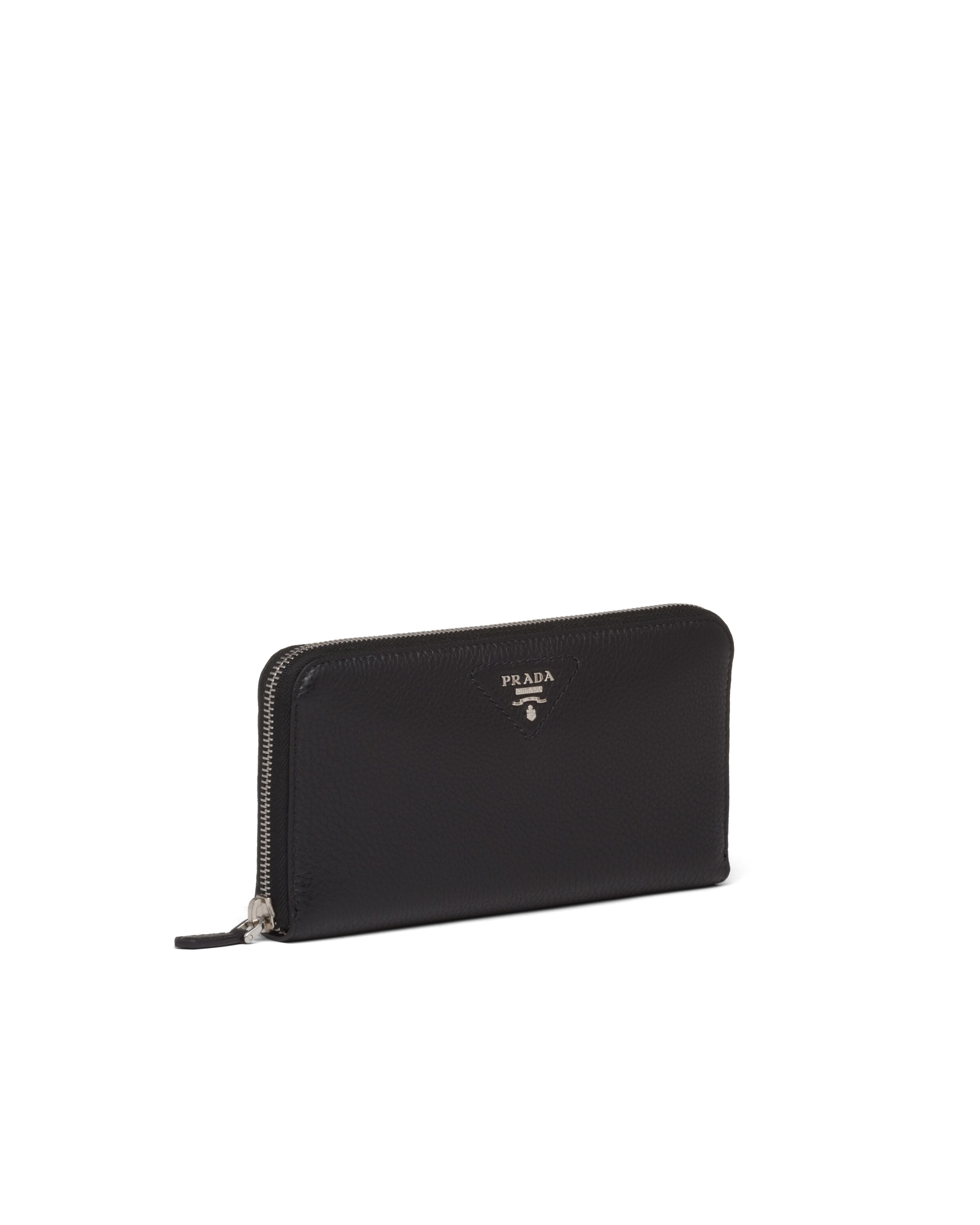 Black Large leather wallet | Prada