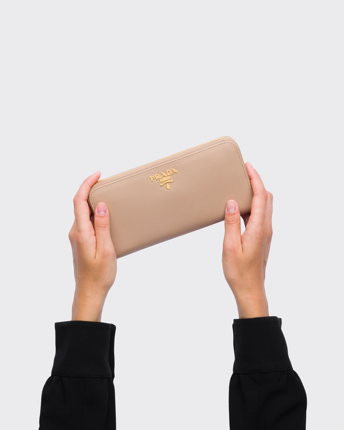 Powder Pink Large Saffiano Leather Wallet | PRADA