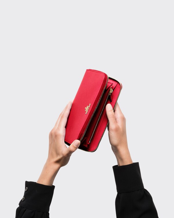 Fiery Red Large Saffiano Leather Wallet | PRADA