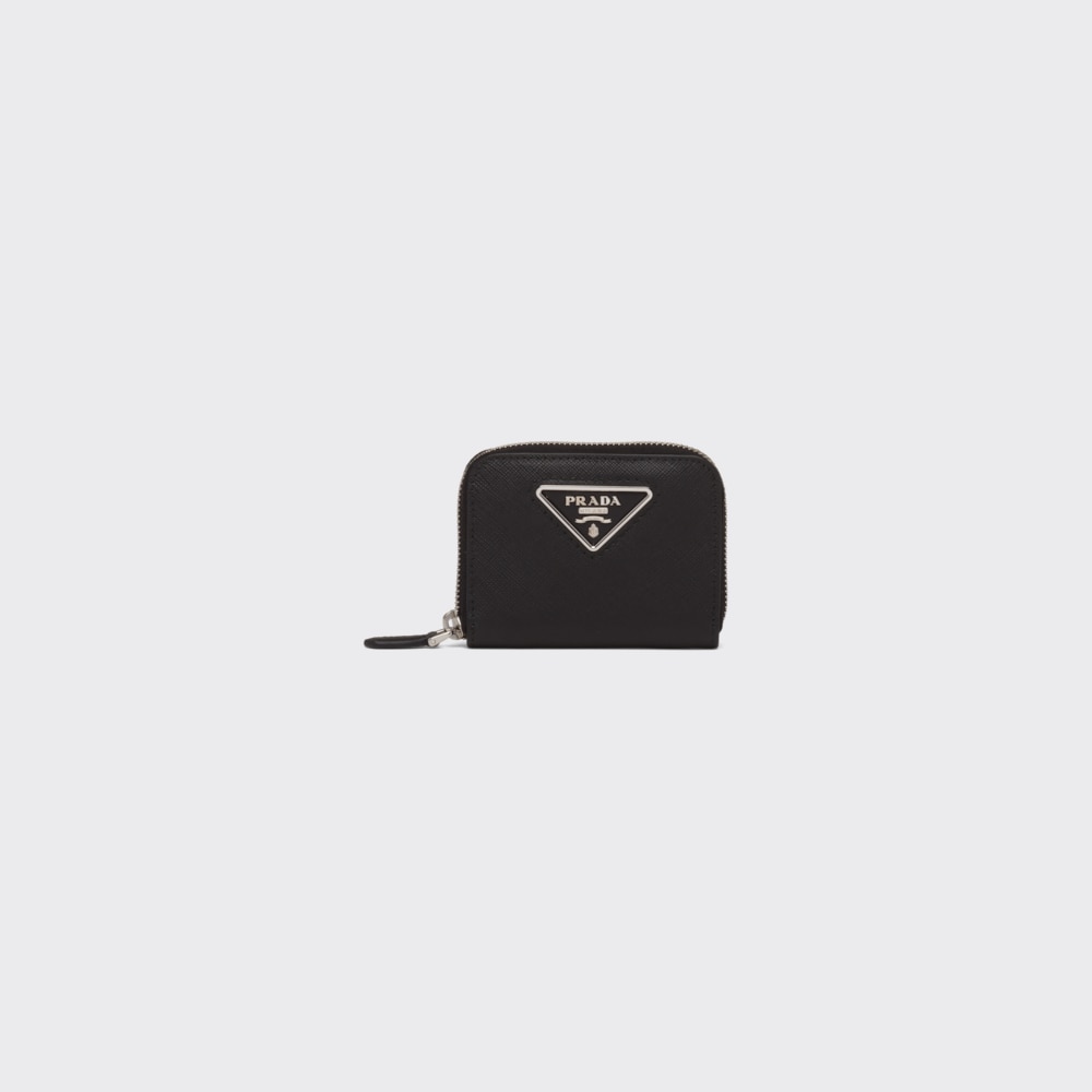 Black Saffiano and leather coin purse | Prada