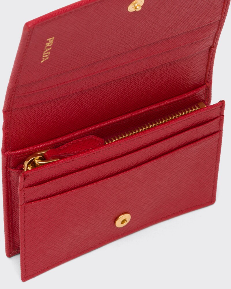 Fiery Red Small Saffiano Leather Wallet | PRADA
