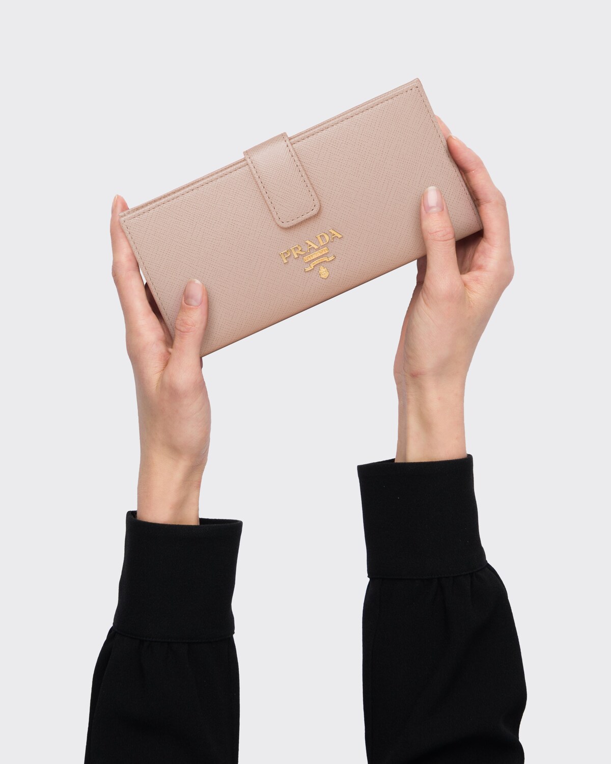 Powder Pink Large Saffiano Leather Wallet | PRADA