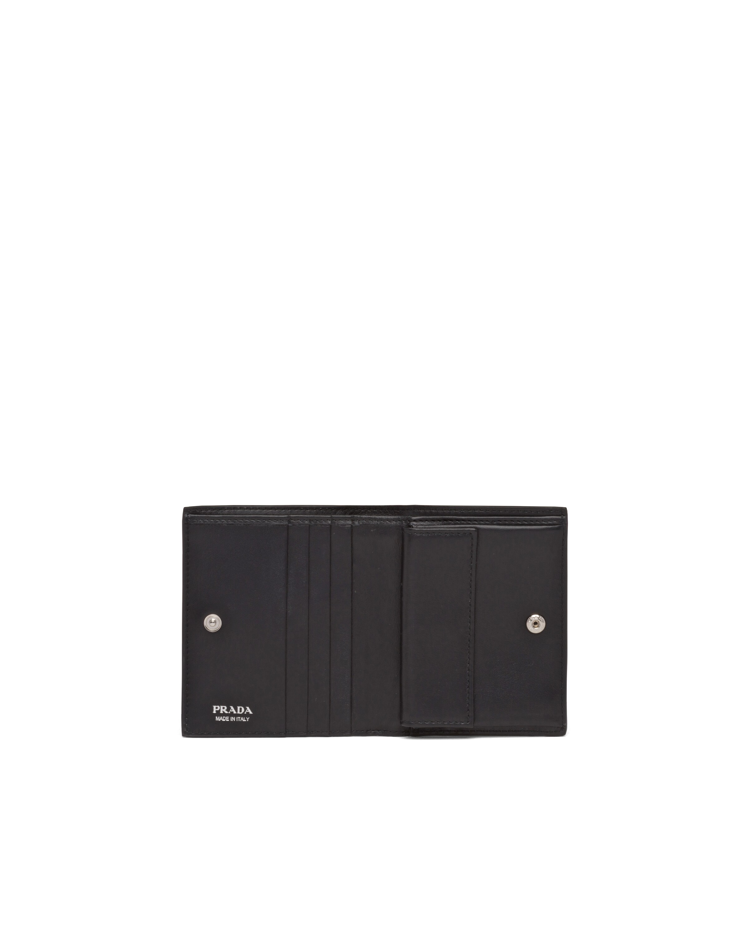 Cartera pequeña de piel y Saffiano Negro | Prada