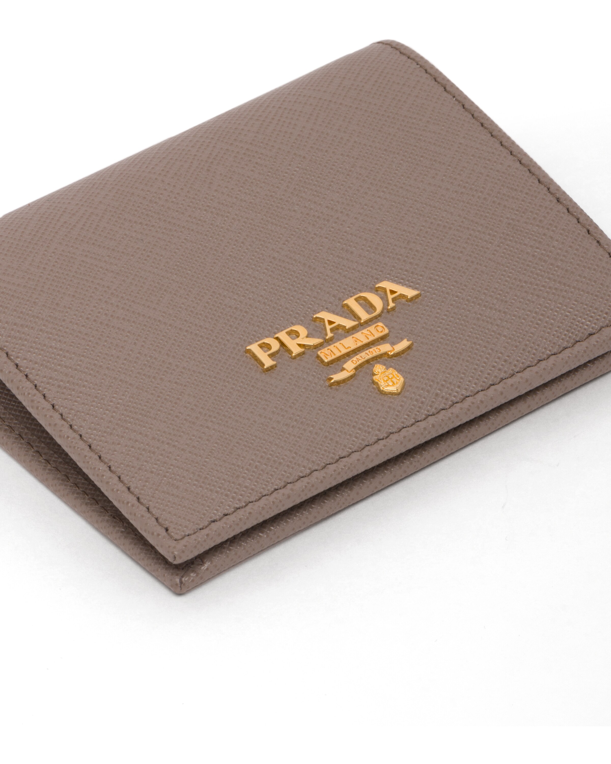 Clay Gray Small Saffiano Leather Wallet | Prada