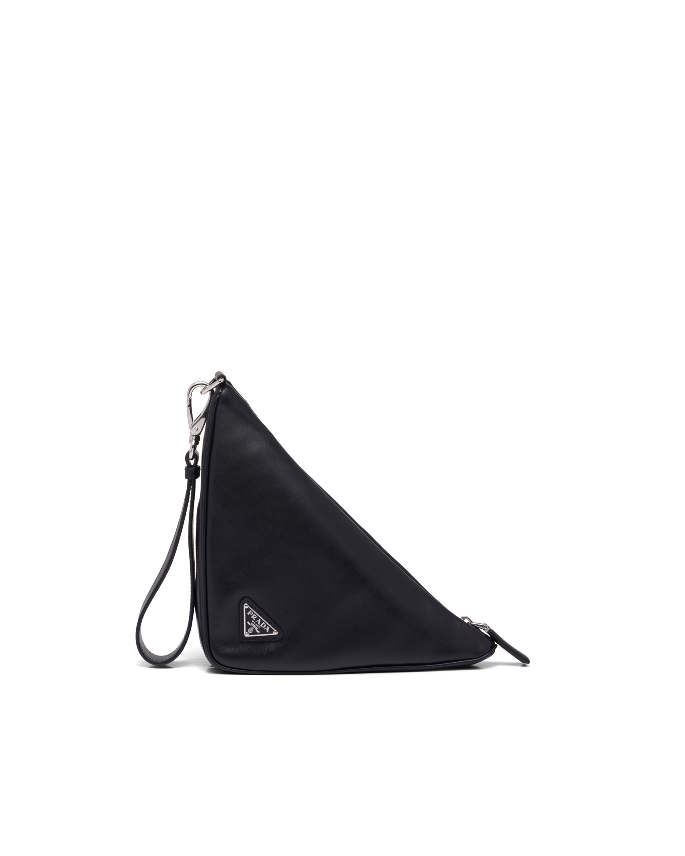 Black Leather Prada Triangle pouch | Prada