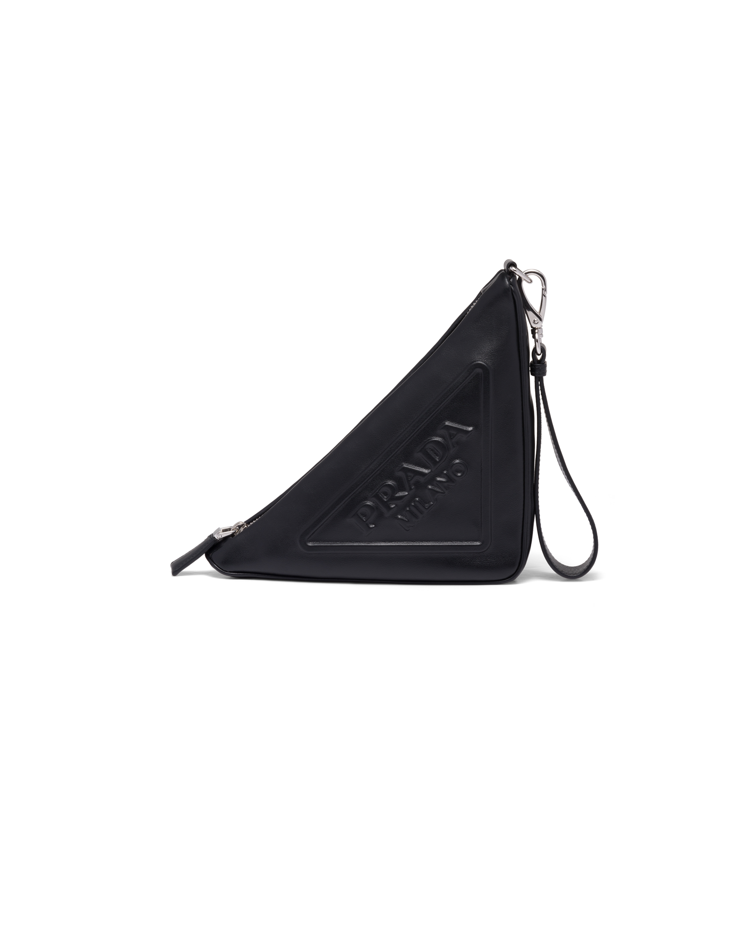 Black Leather Prada Triangle pouch | Prada