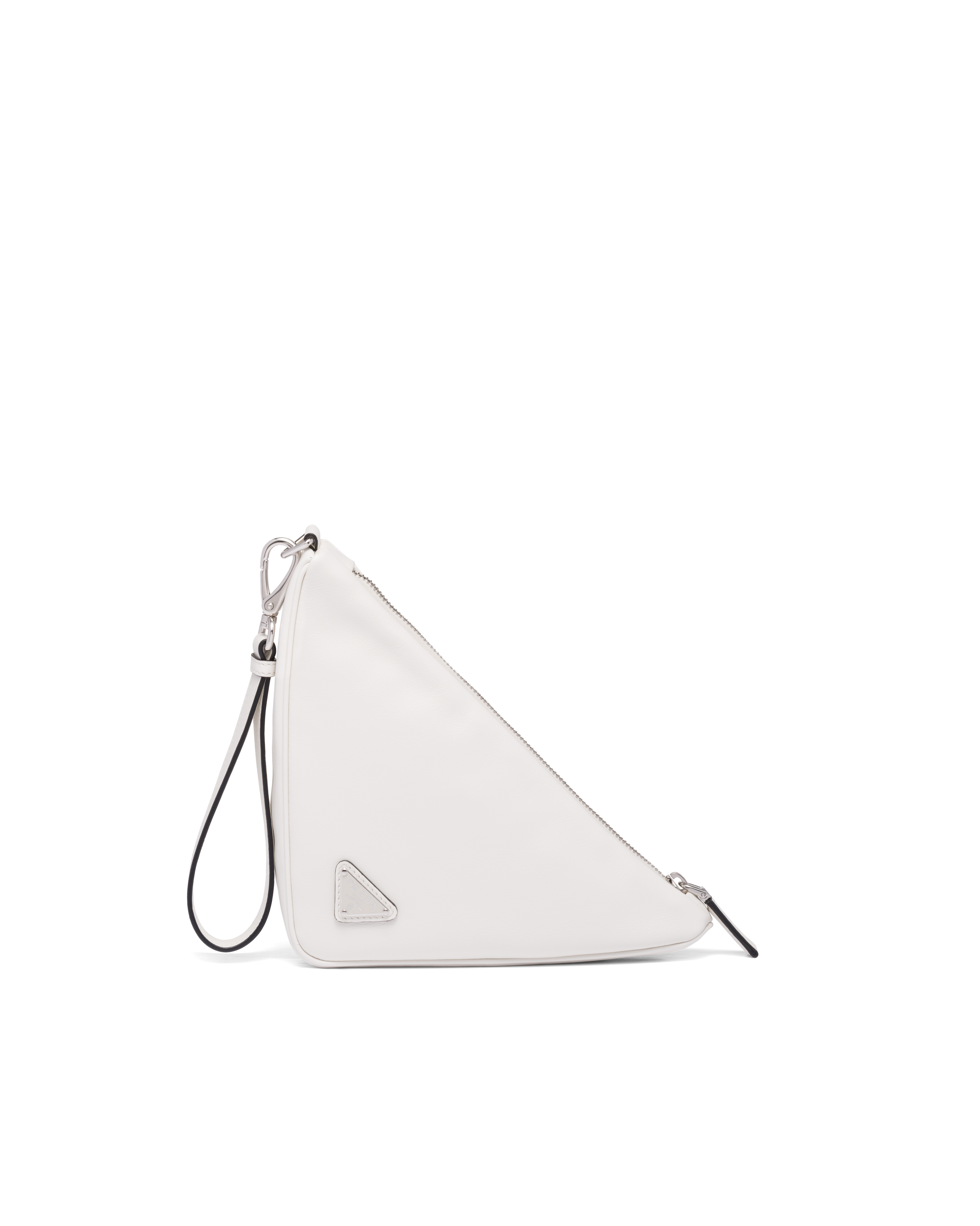 White Leather Prada Triangle pouch | Prada