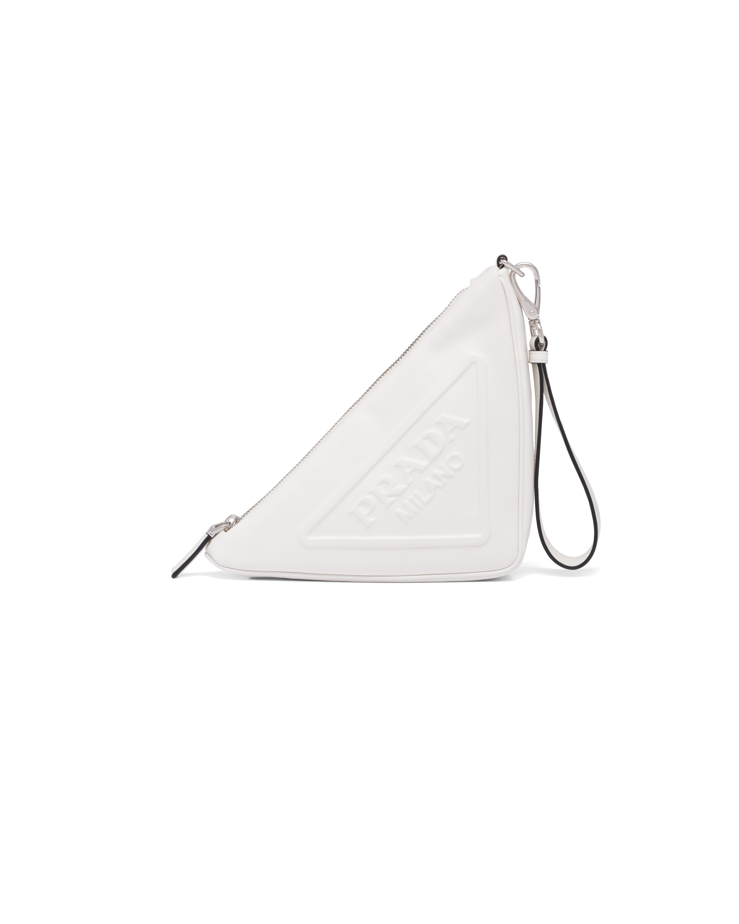 White Leather Prada Triangle pouch | Prada