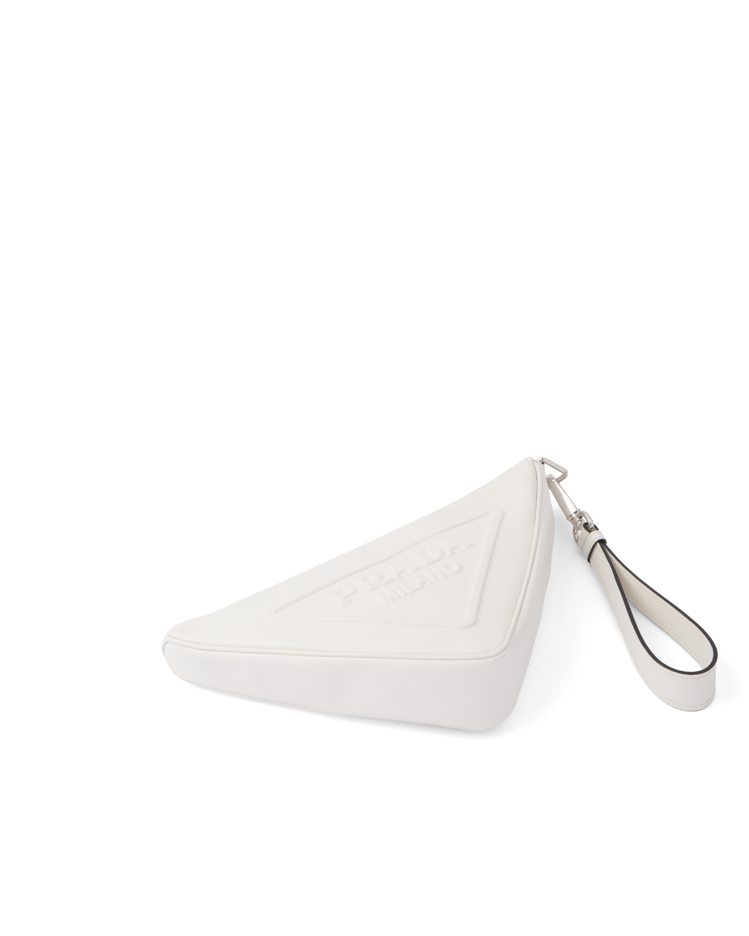 White Leather Prada Triangle pouch | Prada