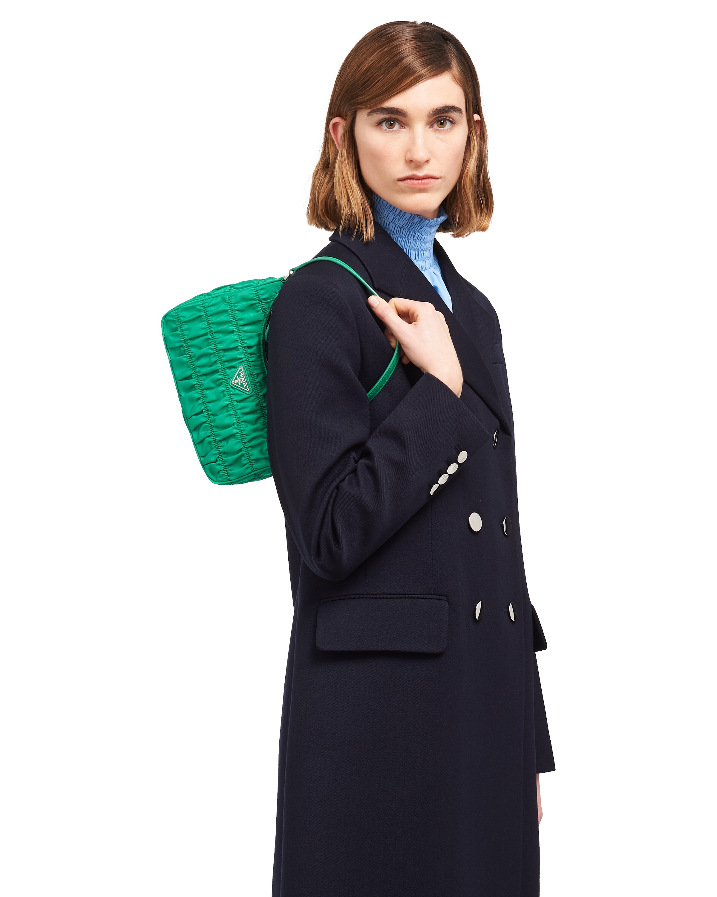 Mint Green Nylon and Saffiano leather mini bag | Prada