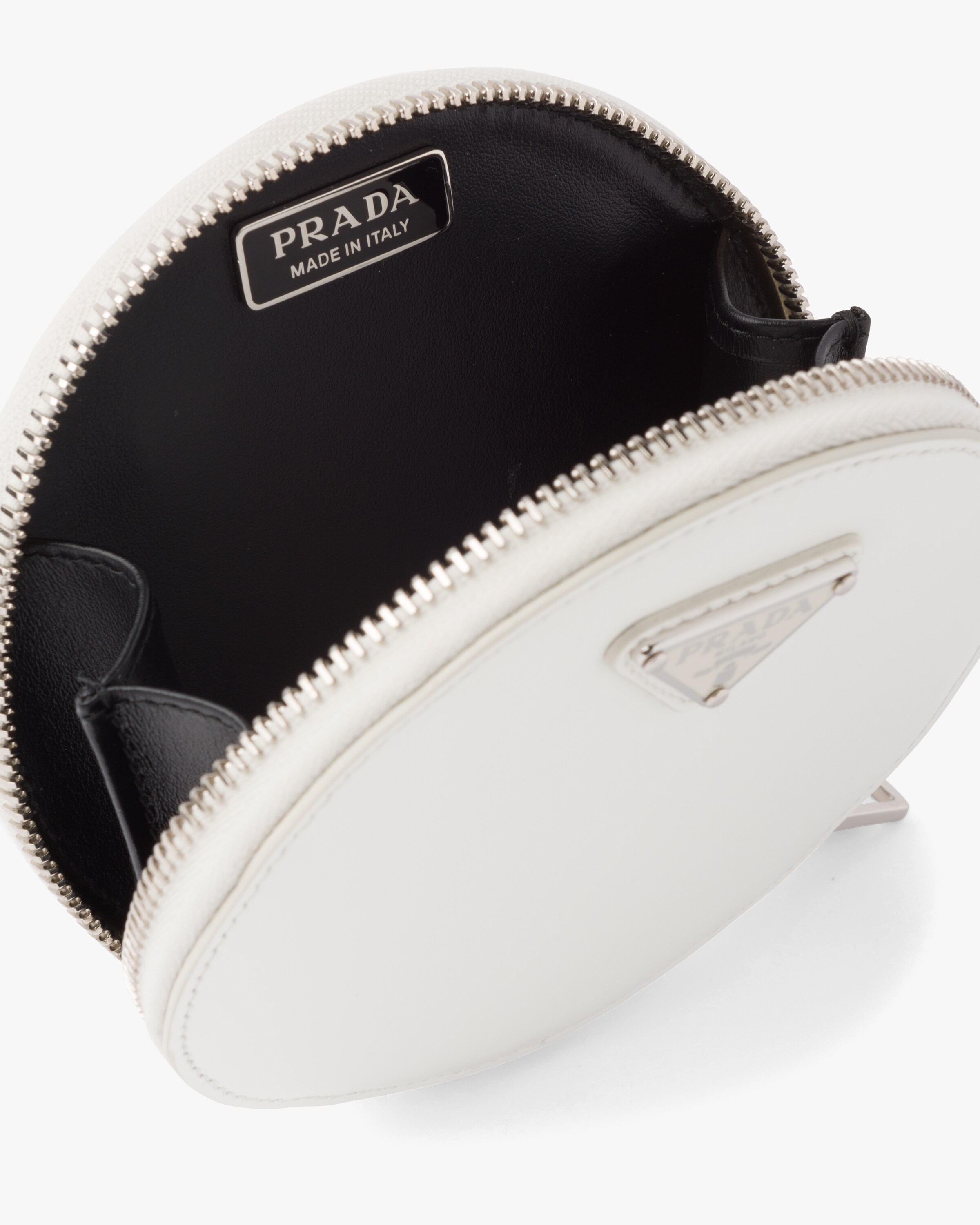White Brushed leather mini-pouch | Prada