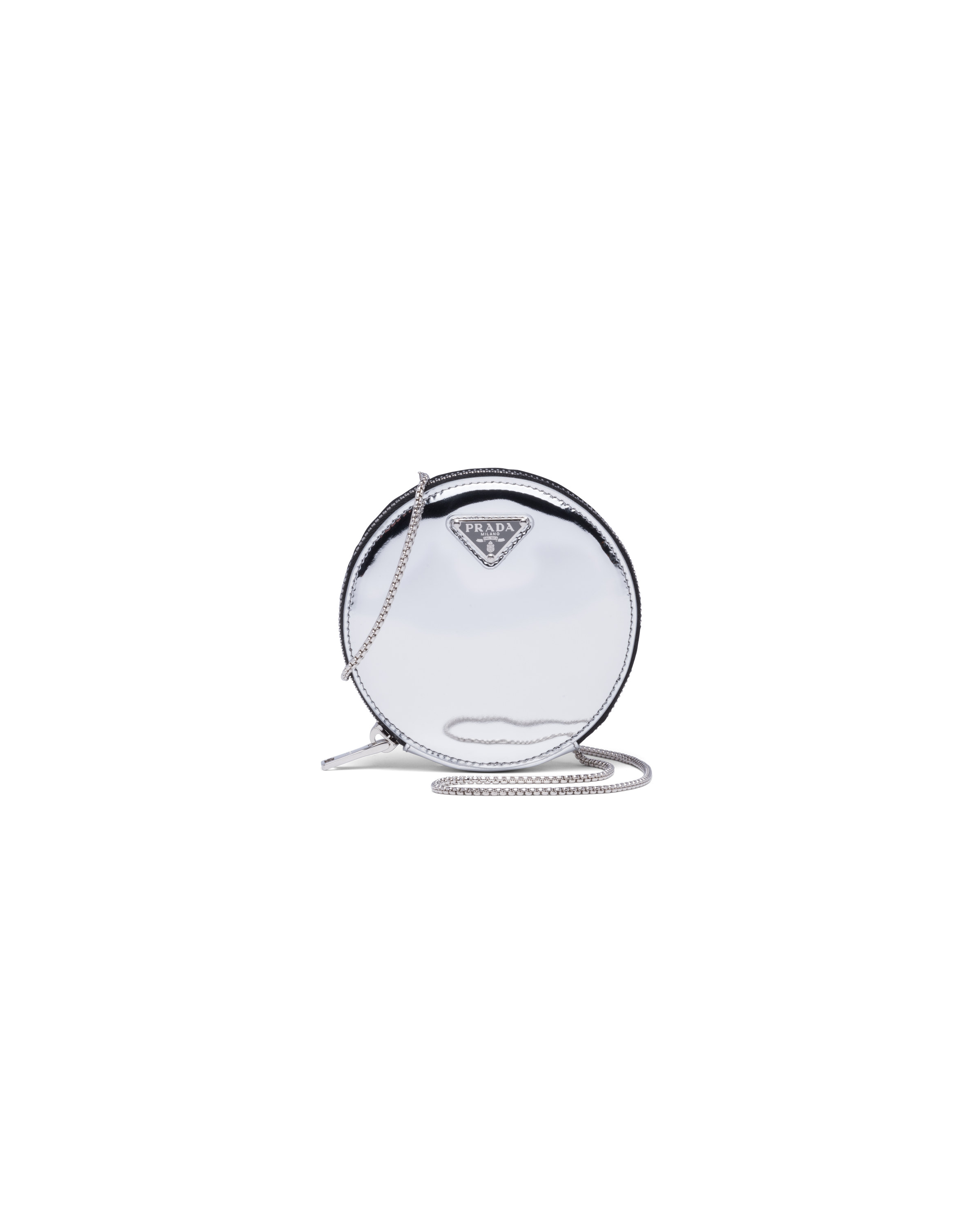 Silver Brushed leather mini-pouch | Prada