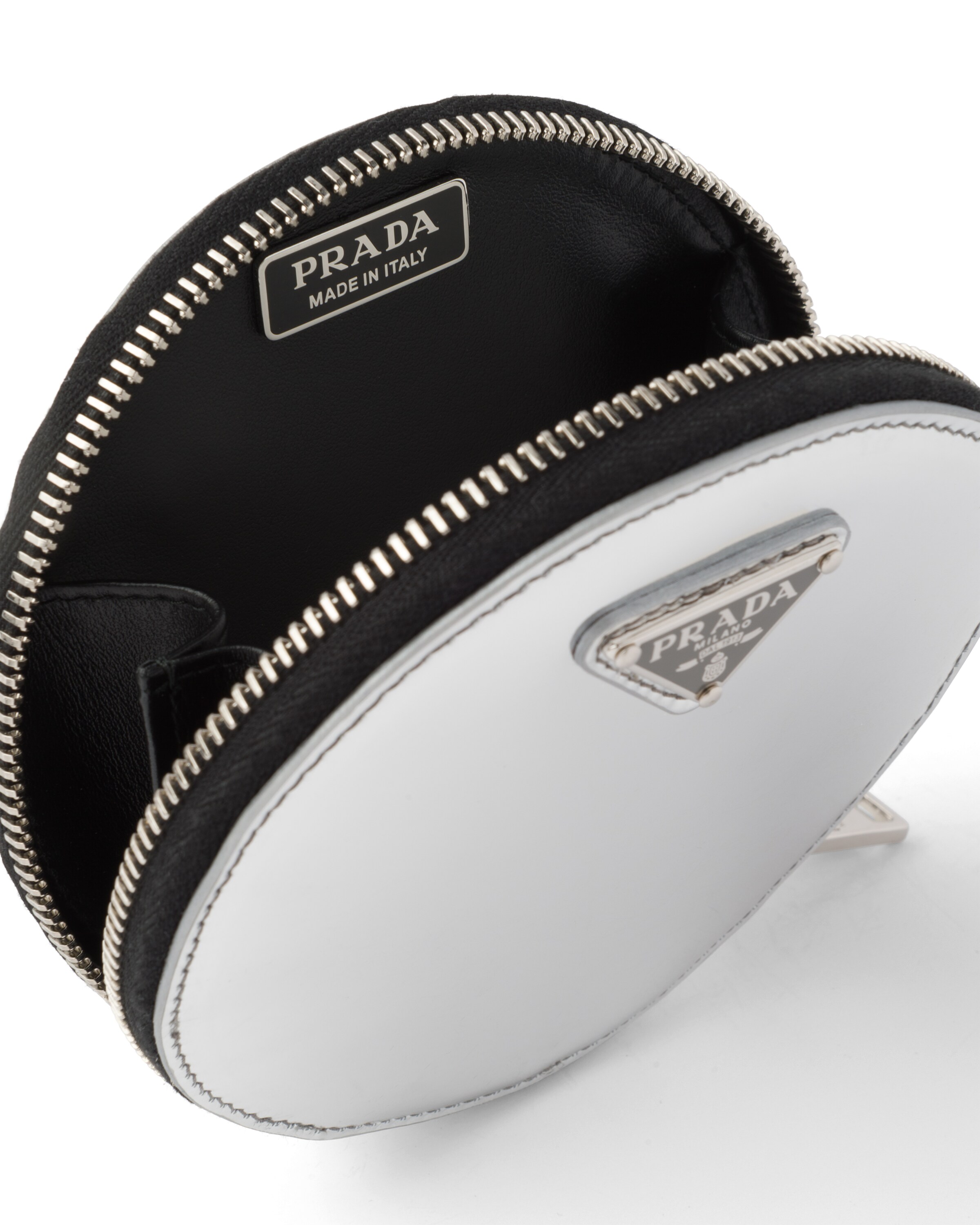 Silver Brushed leather mini-pouch | Prada