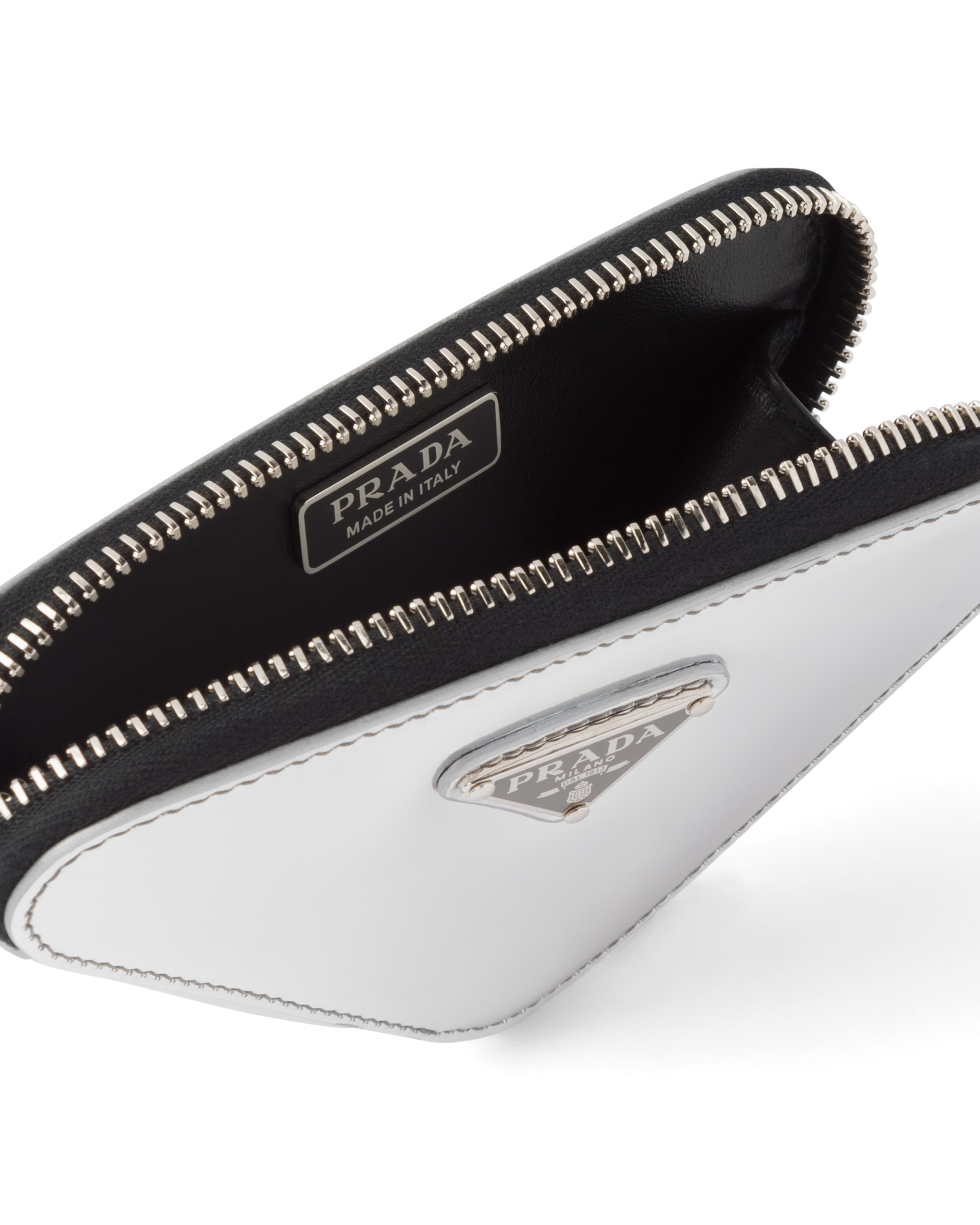 Silver Brushed leather mini-pouch | Prada
