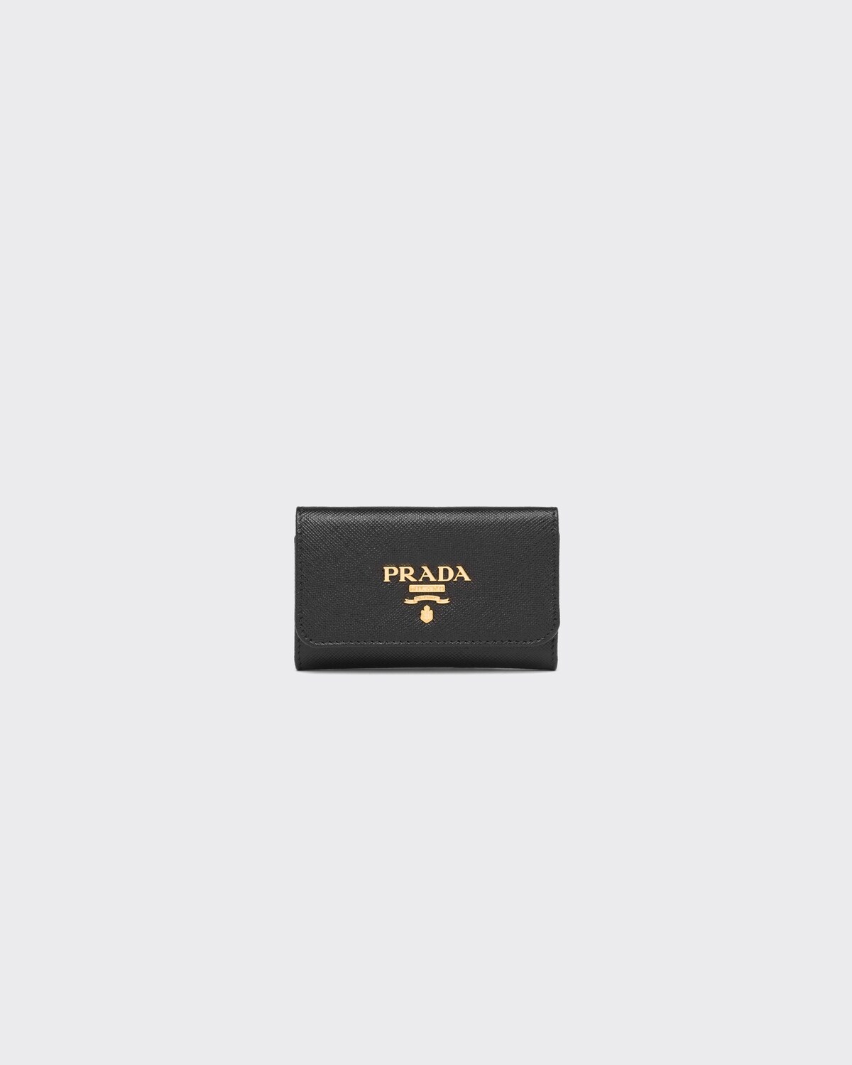 Black/hibiscus Saffiano Leather Key Case | PRADA