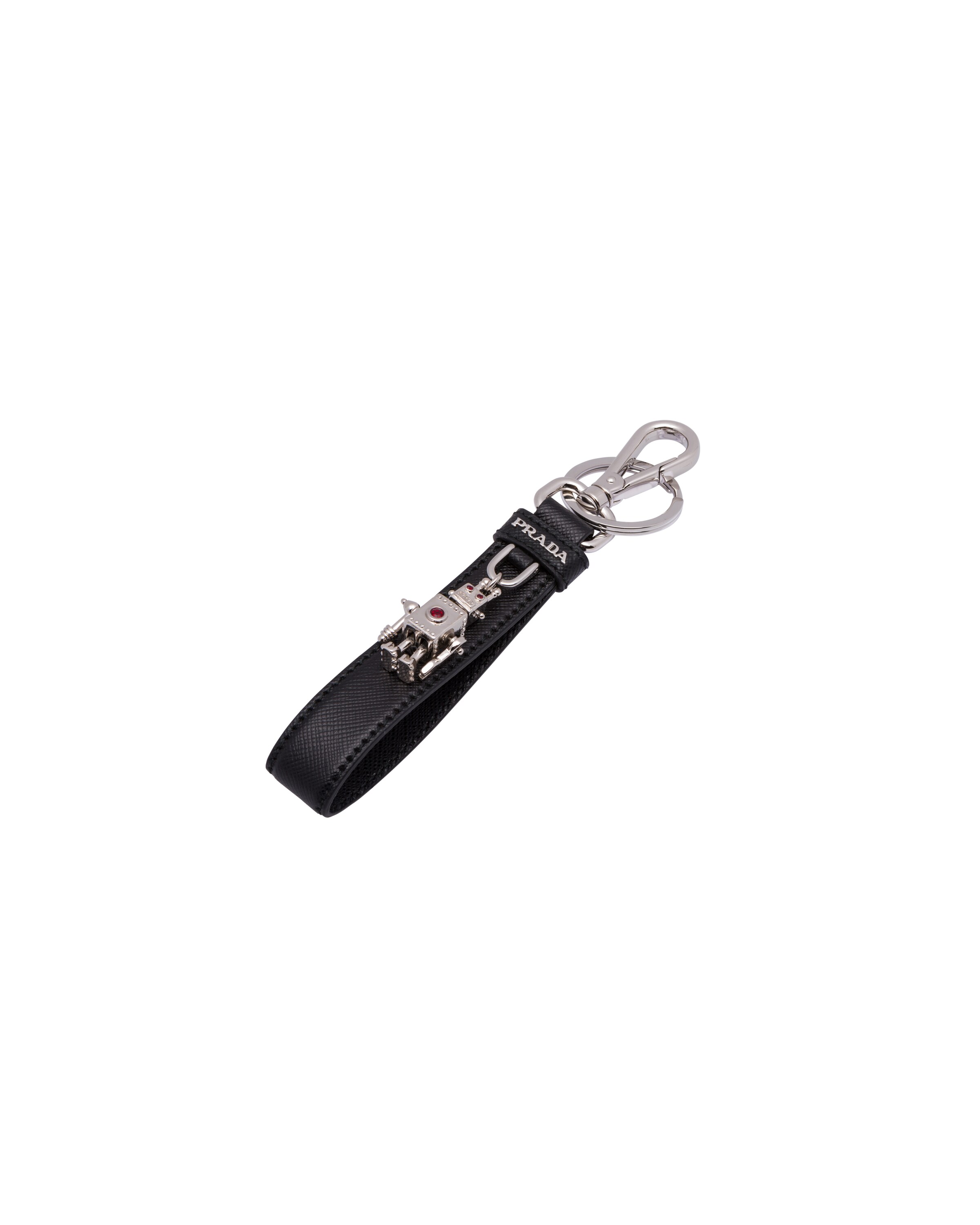 Black Saffiano Leather Keychain | Prada