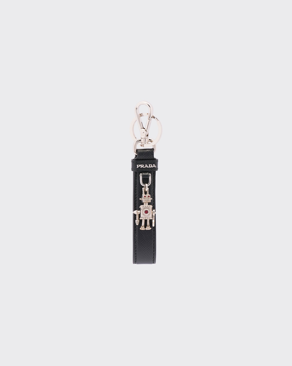 Black Saffiano Leather Keychain | PRADA