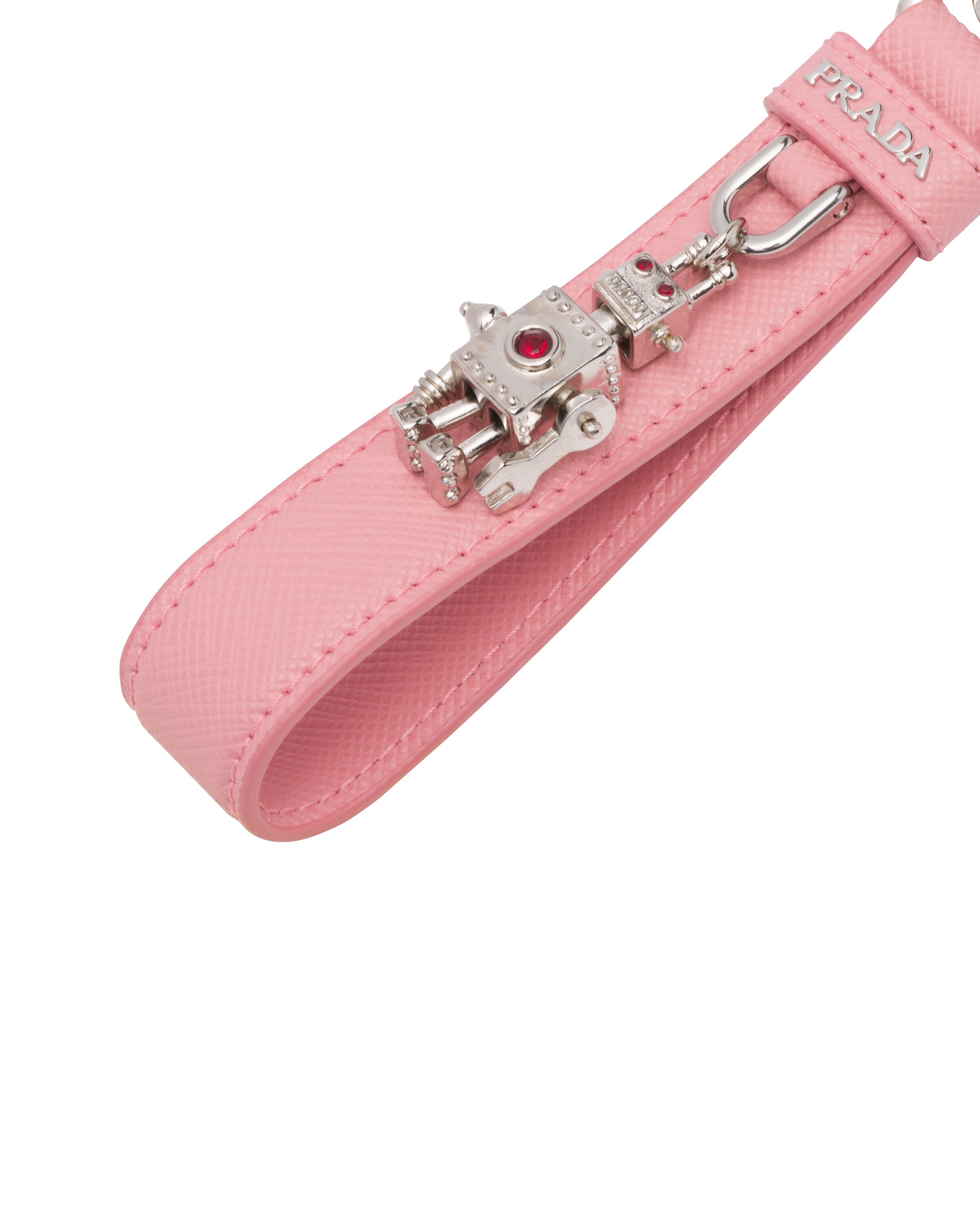 Petal Pink Saffiano Leather Keychain | Prada