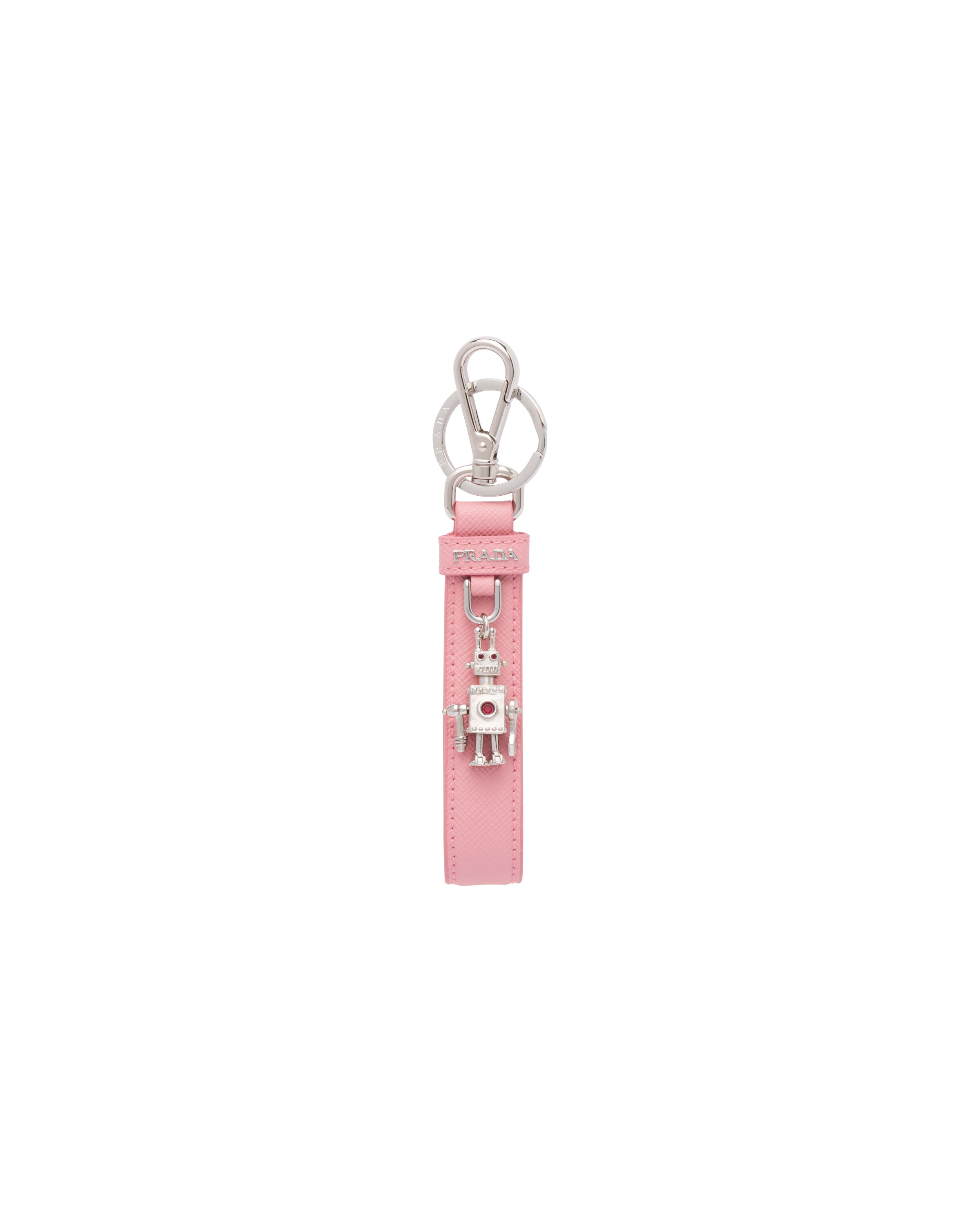 Petal Pink Saffiano Leather Keychain | Prada