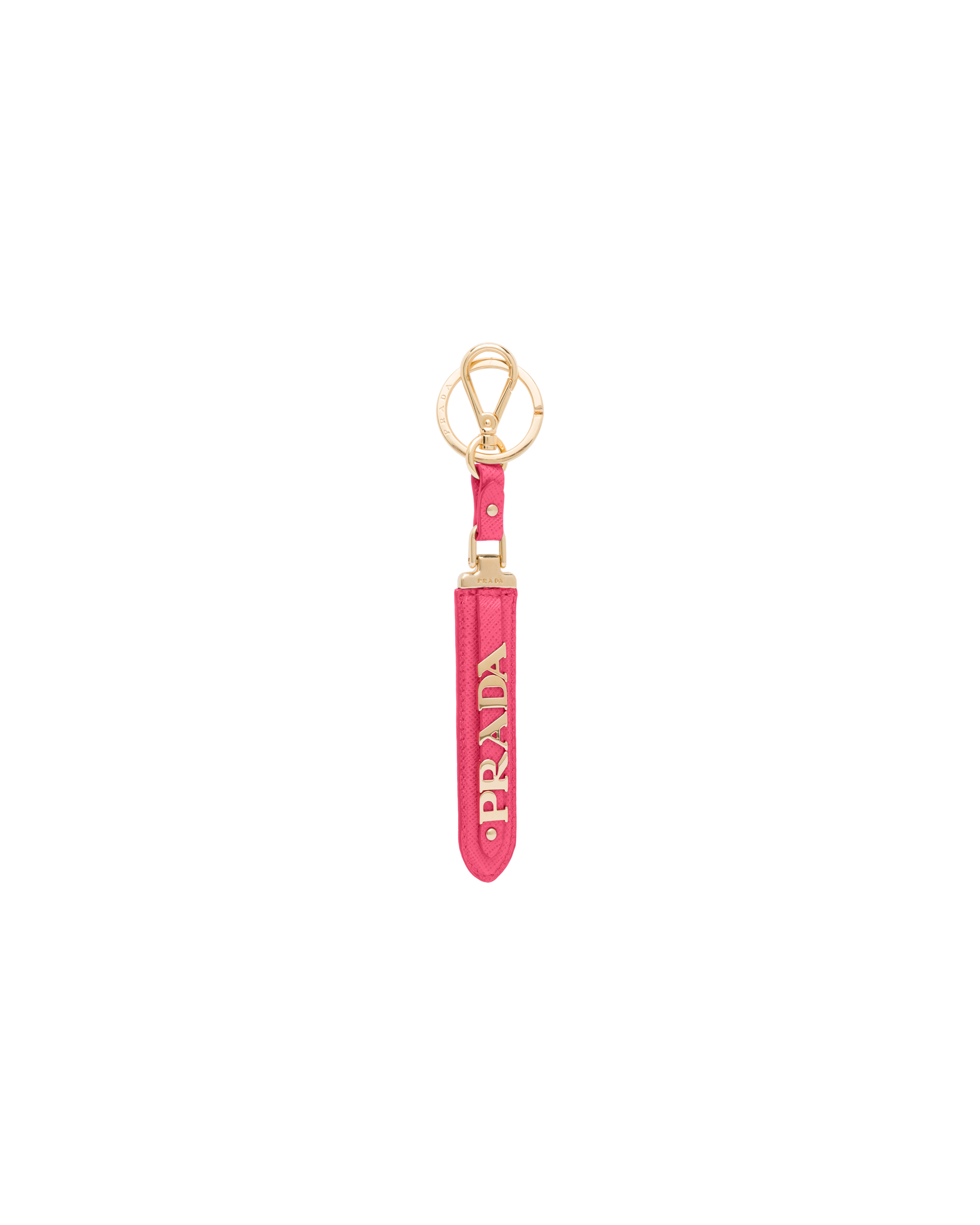 Peony Pink Saffiano Leather Keychain | Prada