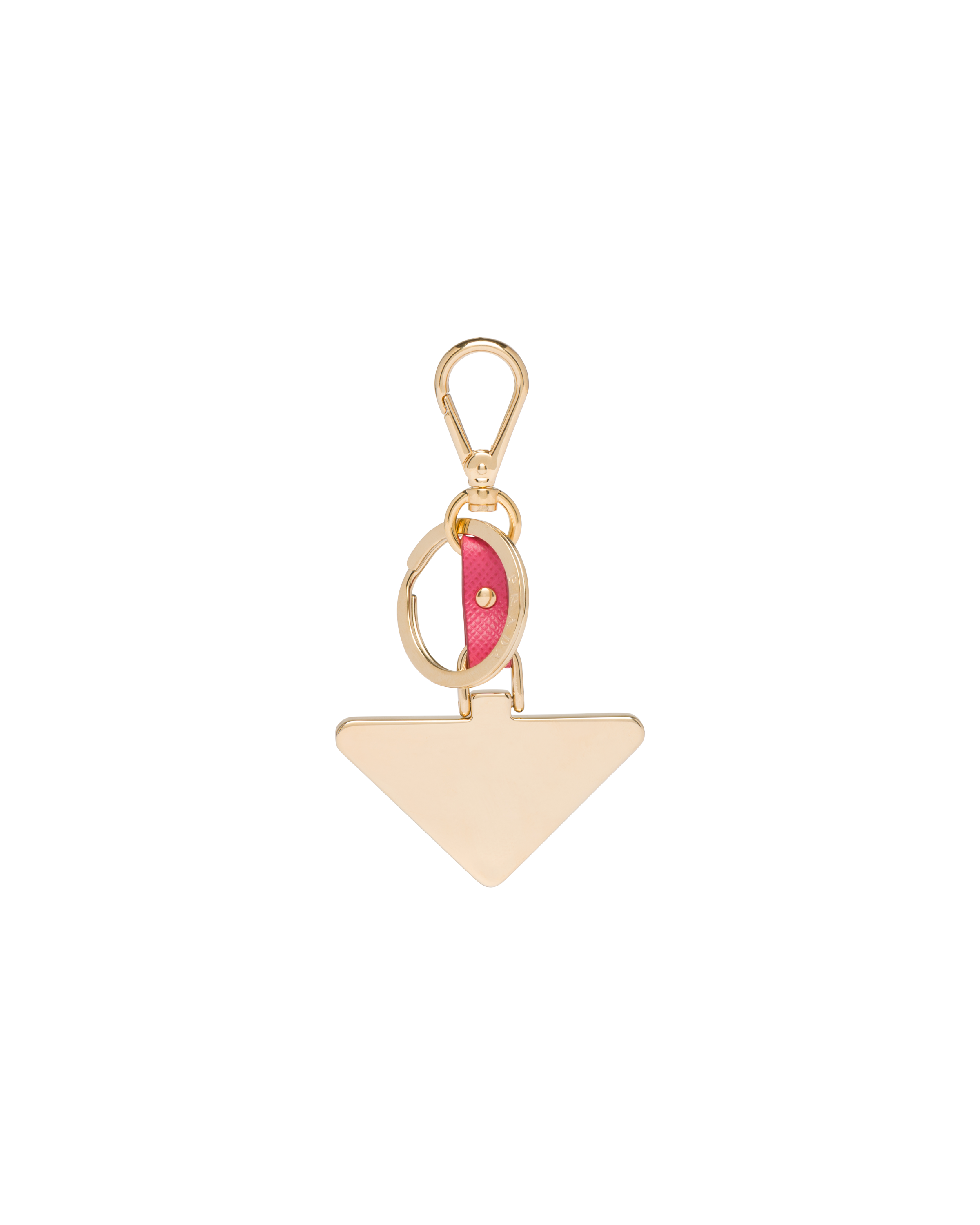Peony Pink Saffiano Leather and Metal Keychain | Prada