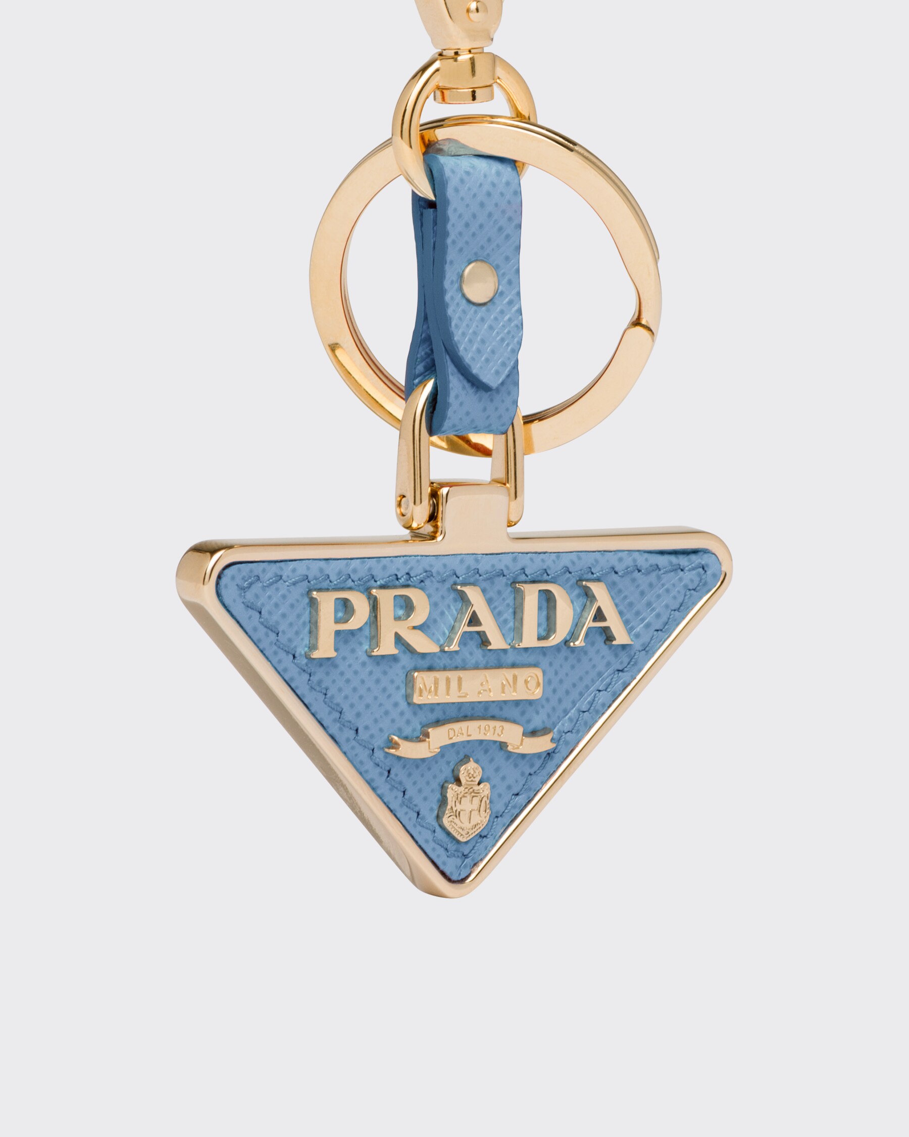 Astral Blue Saffiano Leather And Metal Keychain | PRADA