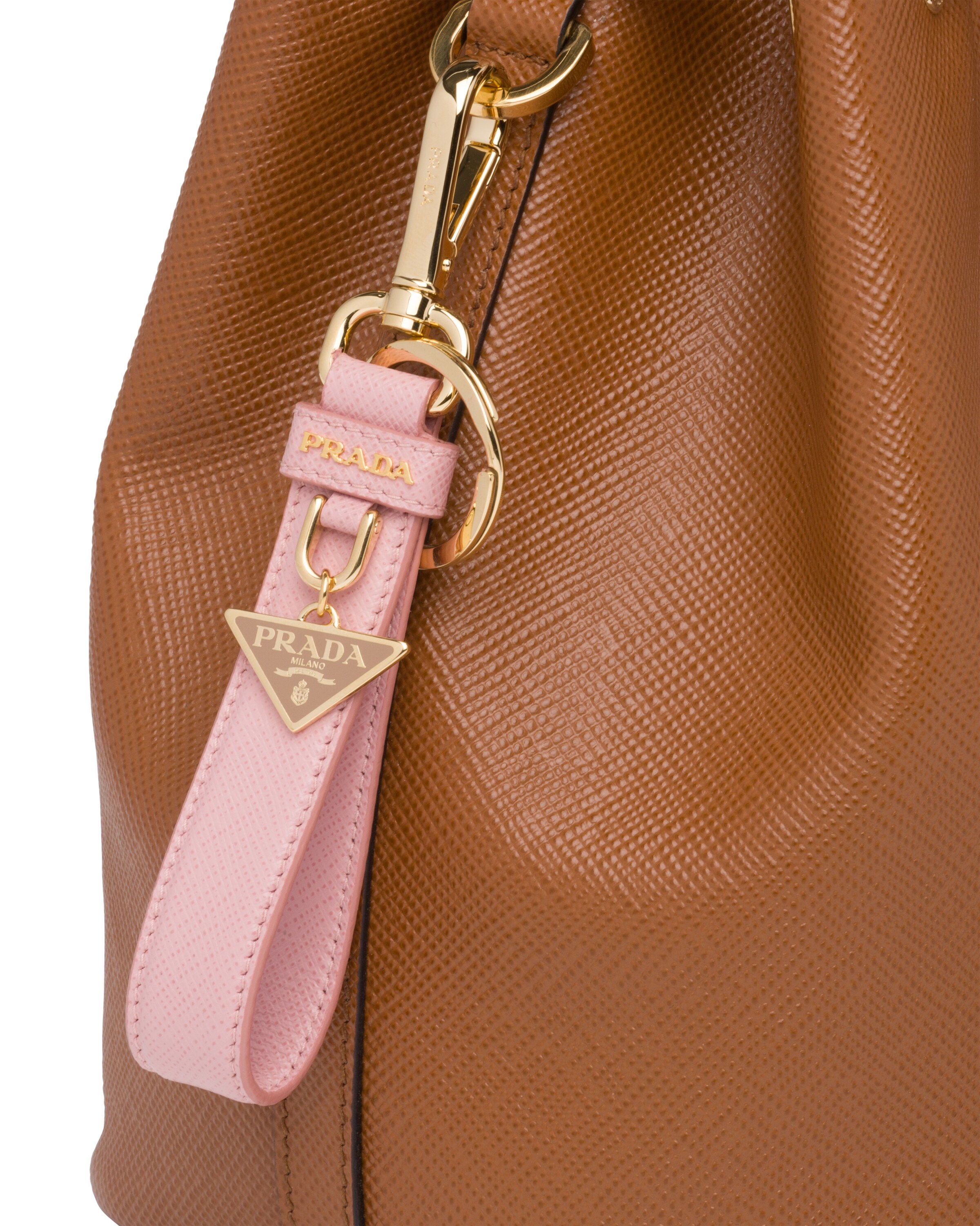 Peach Saffiano leather keychain | Prada