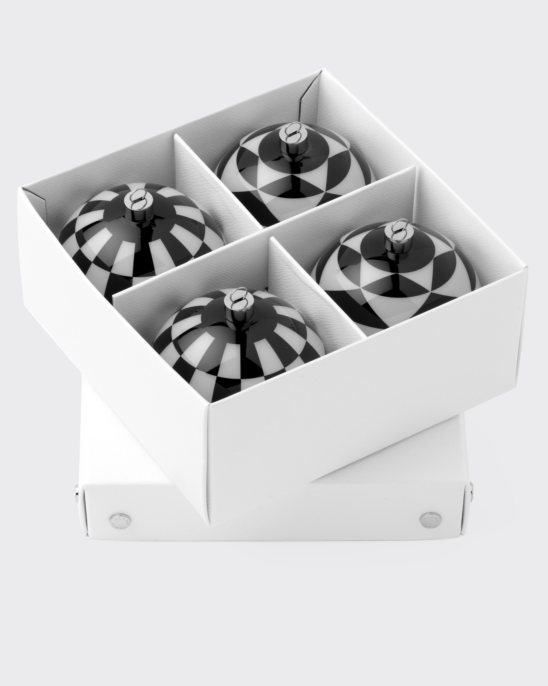 White/black Glass Christmas Ornament Set | PRADA