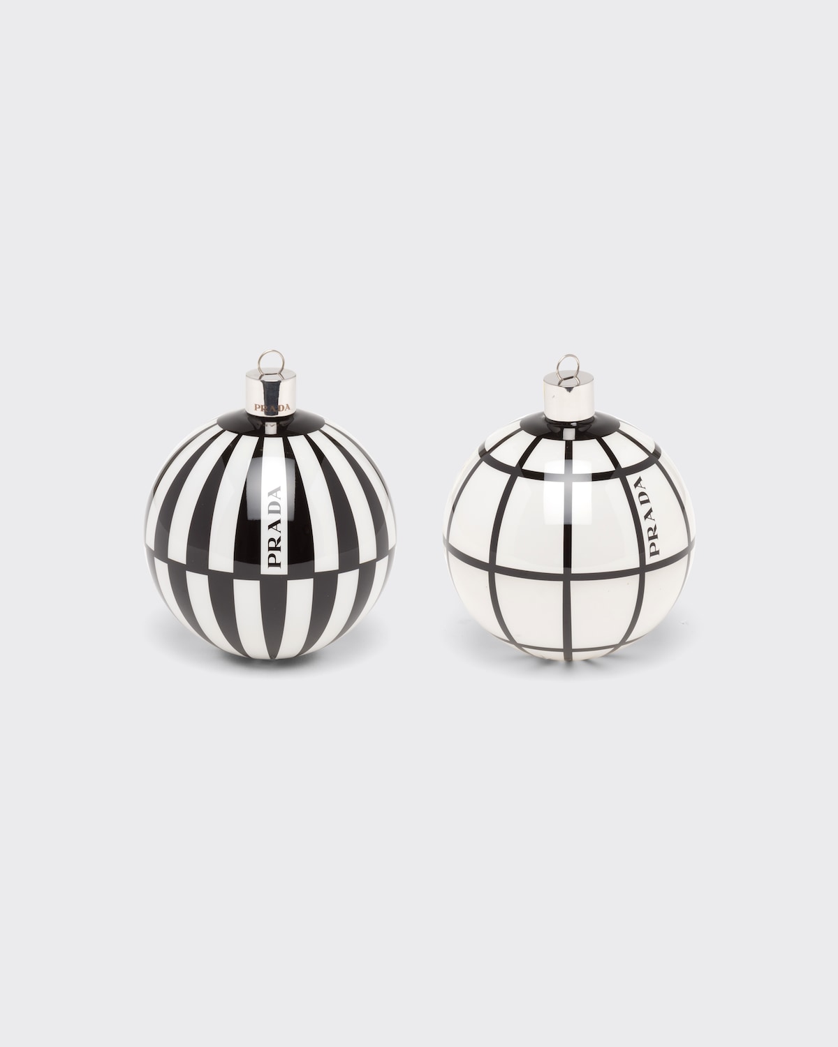 White/black Glass Christmas Ornament Set | PRADA