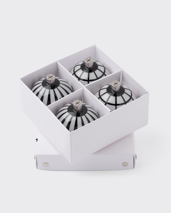 White/black Glass Christmas Ornament Set | PRADA