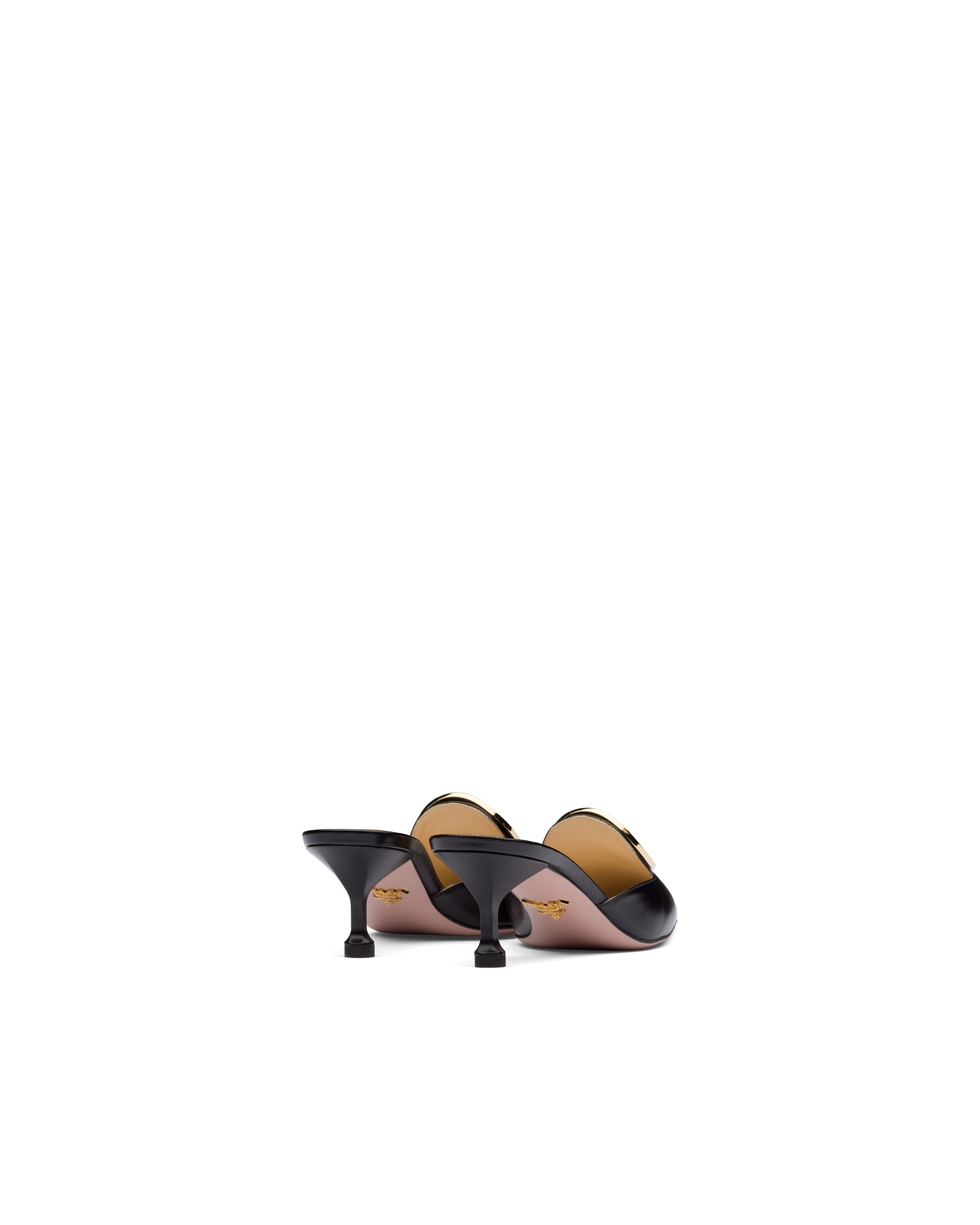 Black Brushed leather mules | Prada