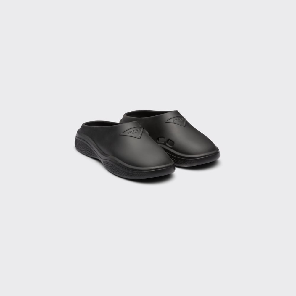 Black Foam rubber mules | Prada