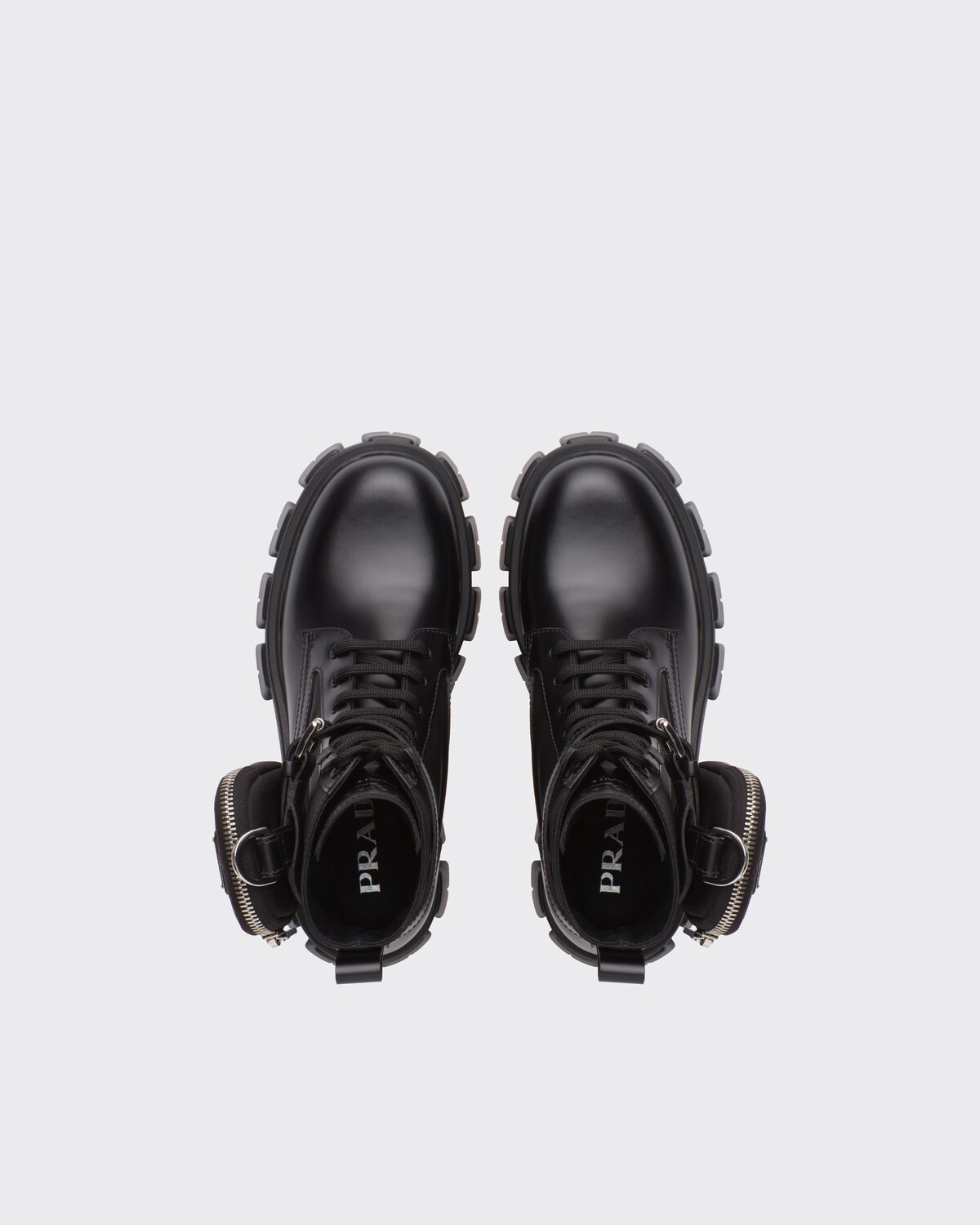 Black Monolith Brushed Rois Leather And Re-nylon Boots | PRADA