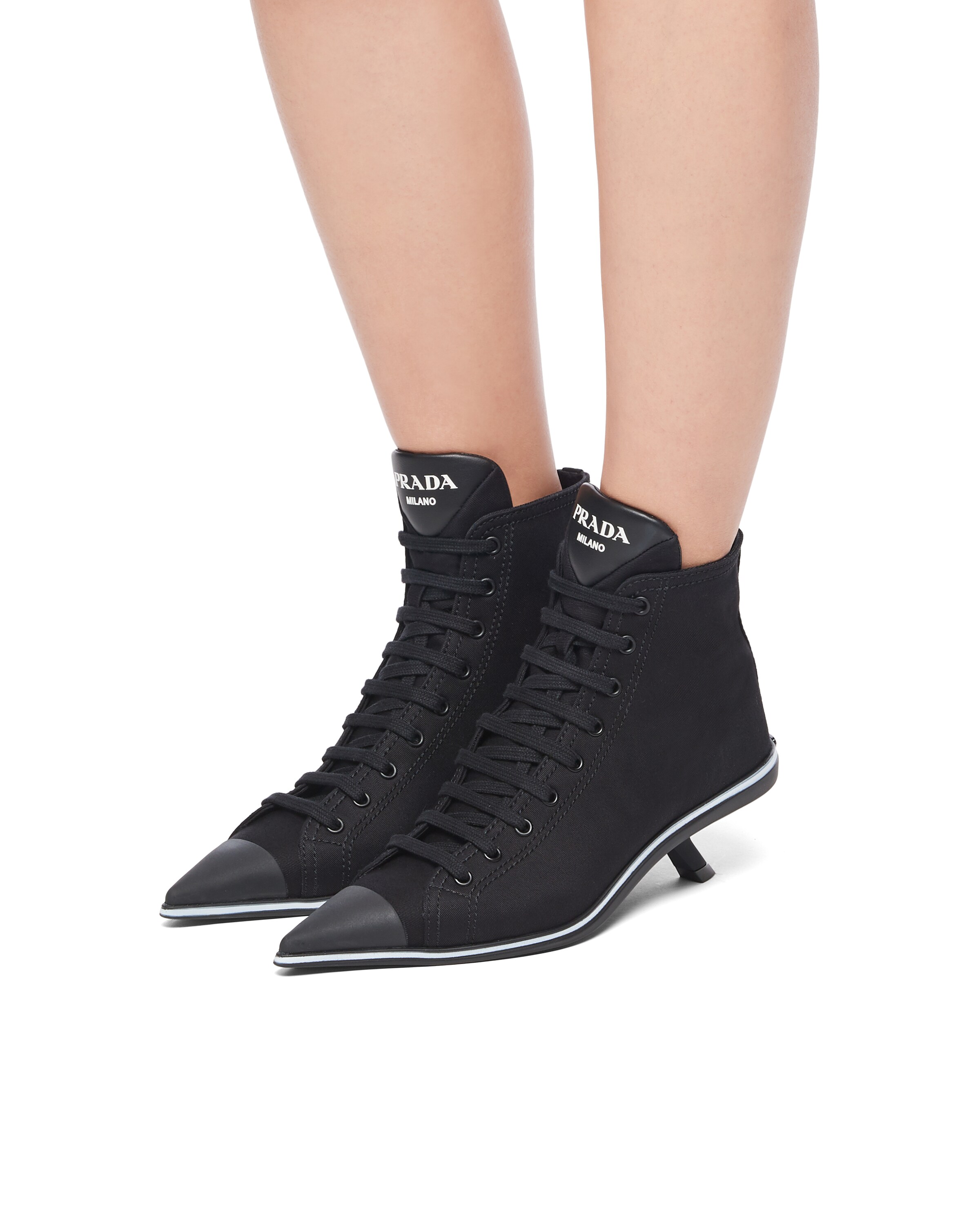 Schwarz Prada Synthesis High-Top-Sneaker mit Absatz | Prada