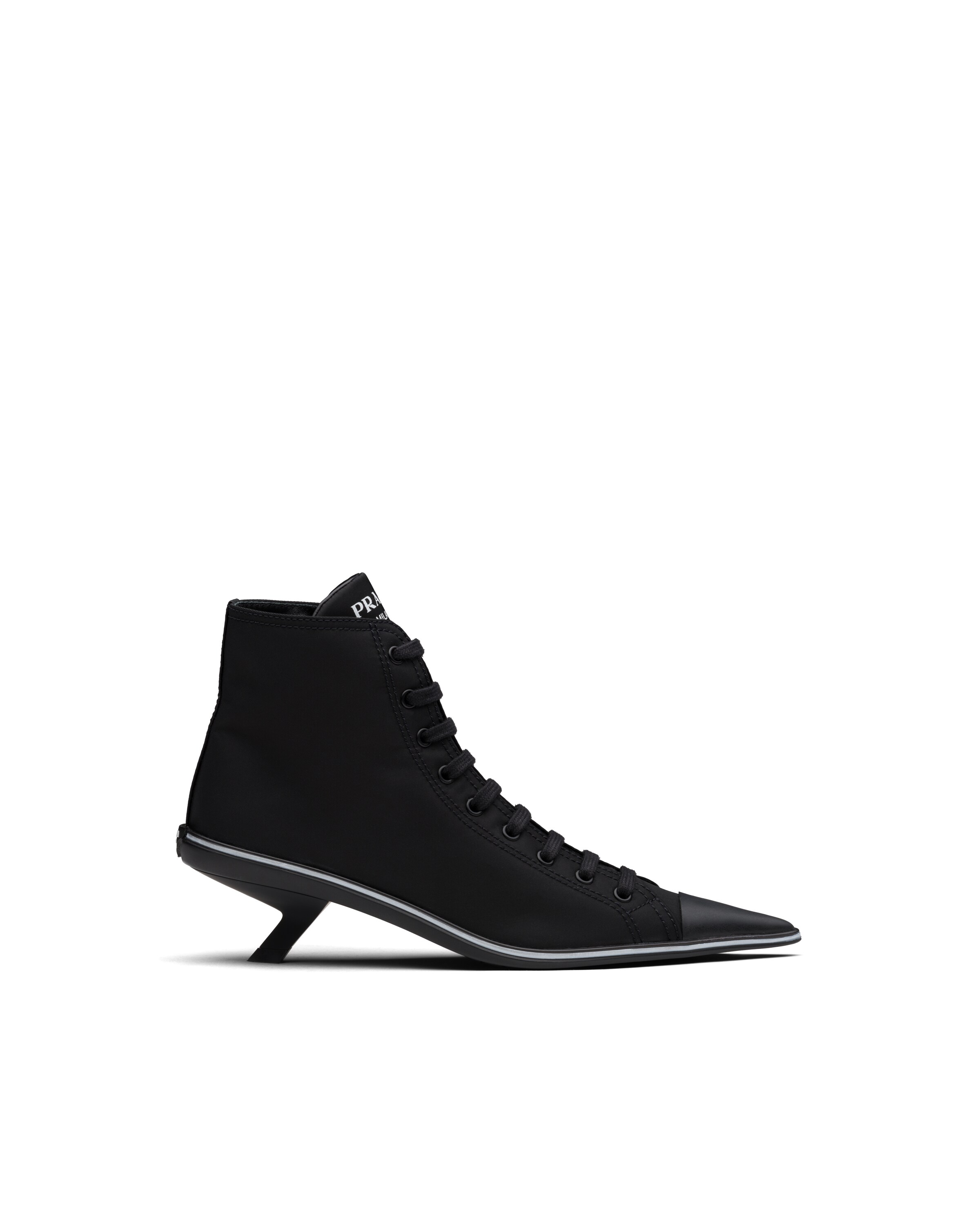 Schwarz Prada Synthesis High-Top-Sneaker mit Absatz | Prada