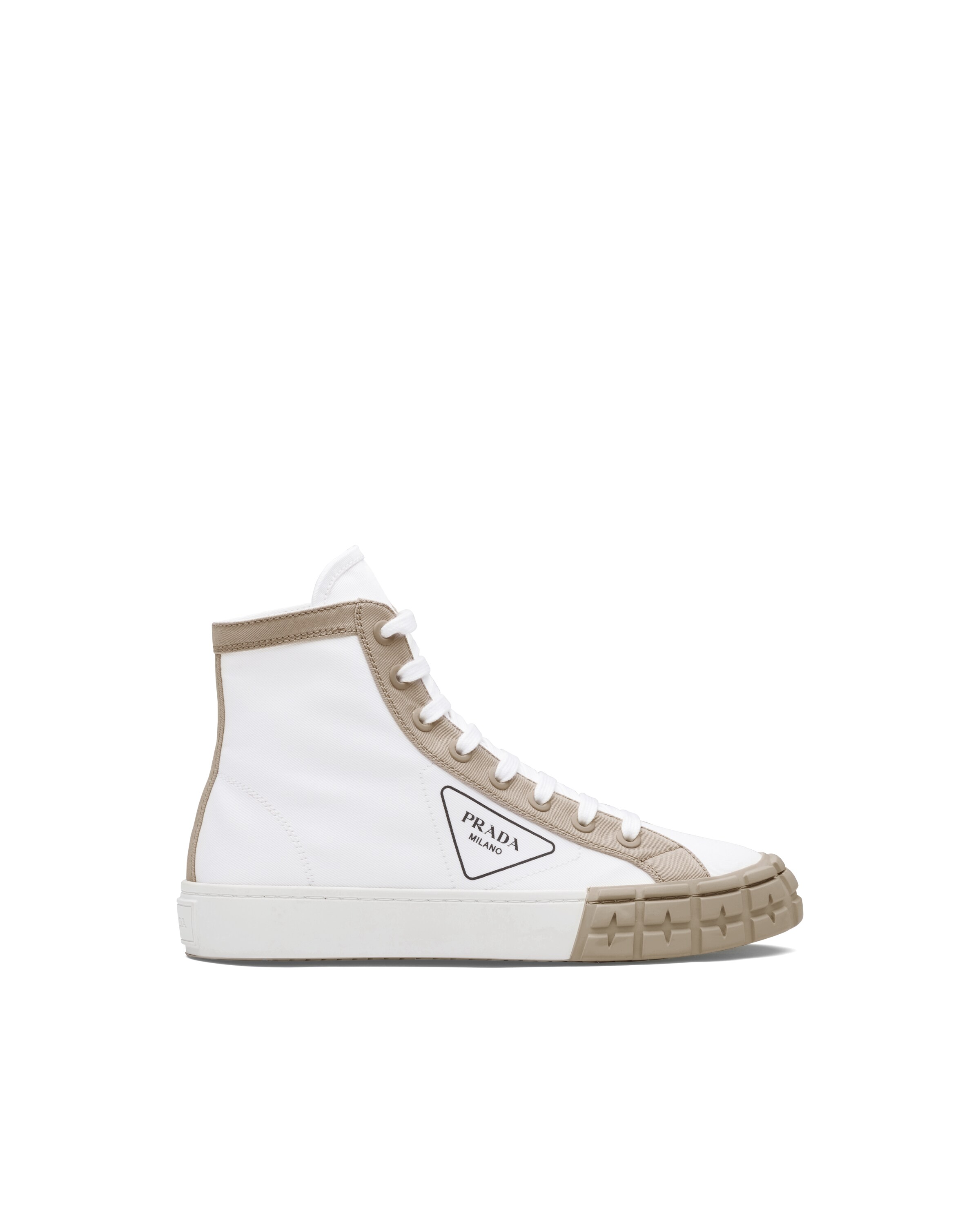 White/cord Gabardine high-top sneakers | Prada