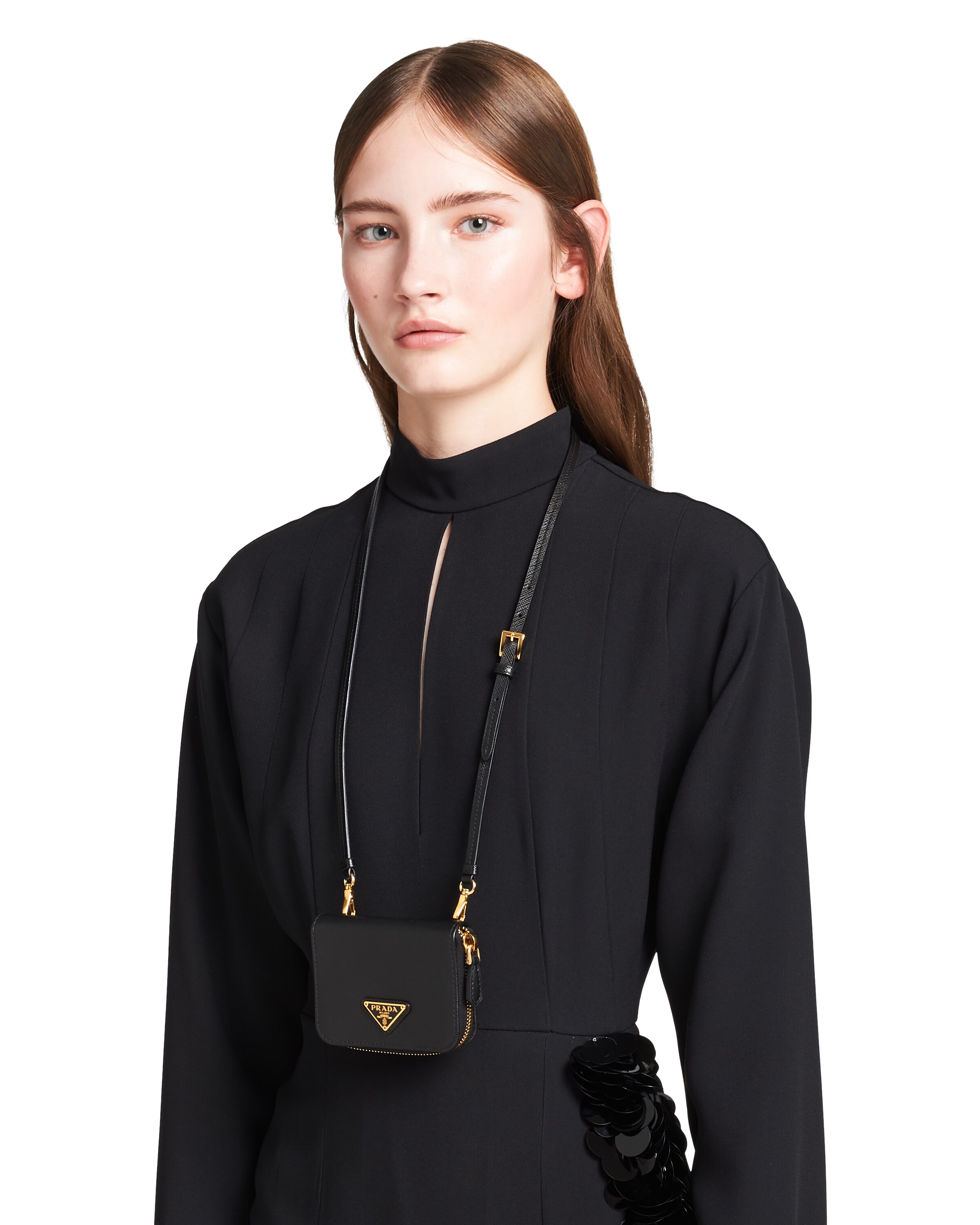 Black Wallet with shoulder strap | Prada