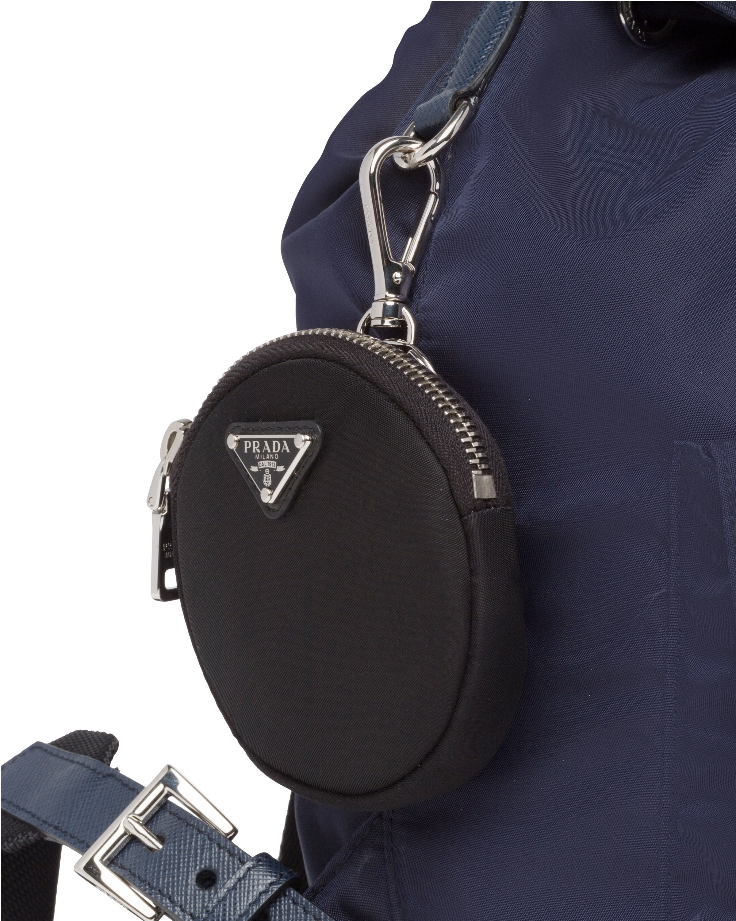 Black Nylon mini pouch with snap-hook | Prada