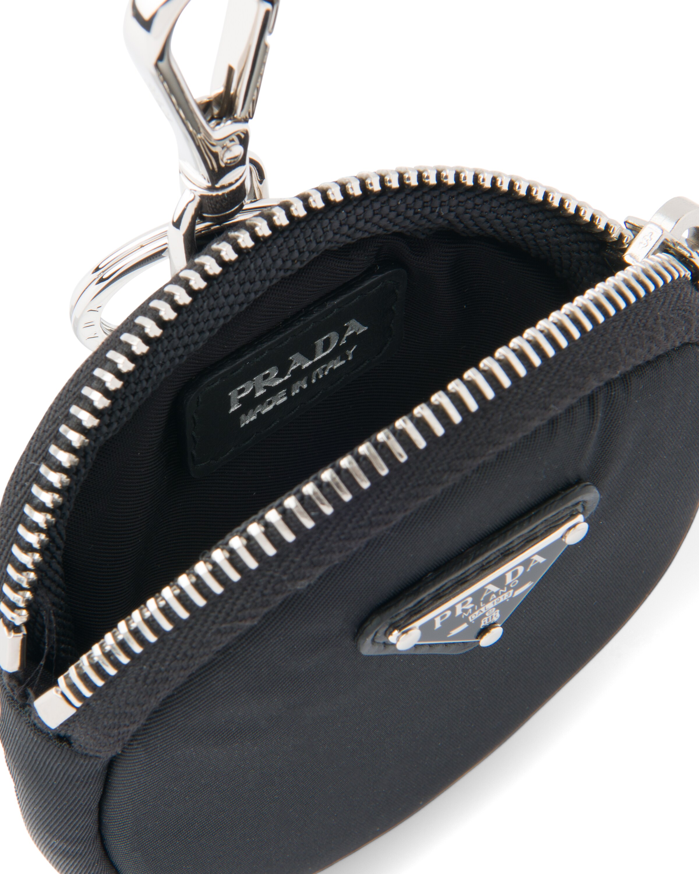 Black Nylon mini pouch with snap-hook | Prada