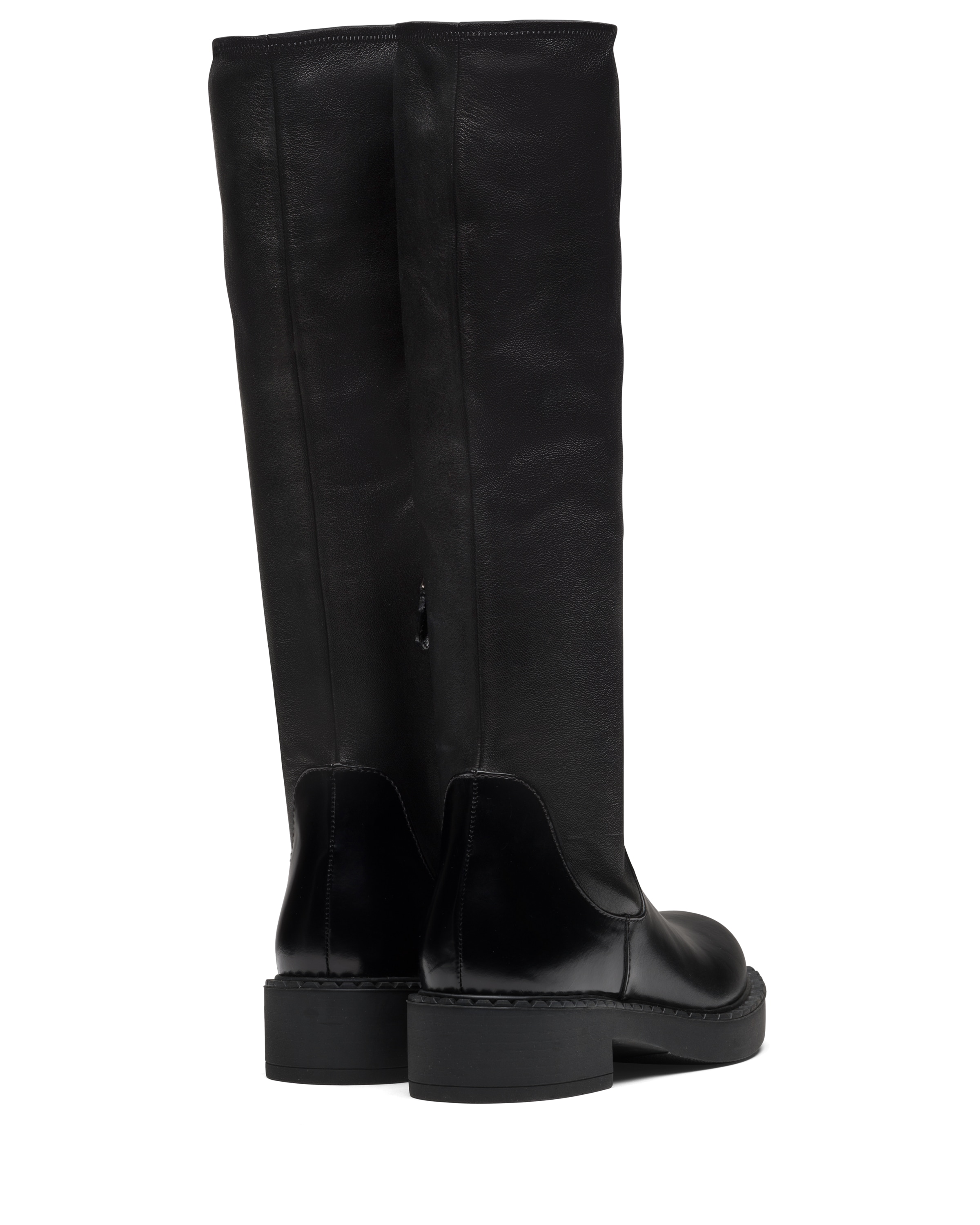 Black Brushed leather and stretch nappa leather boots | Prada