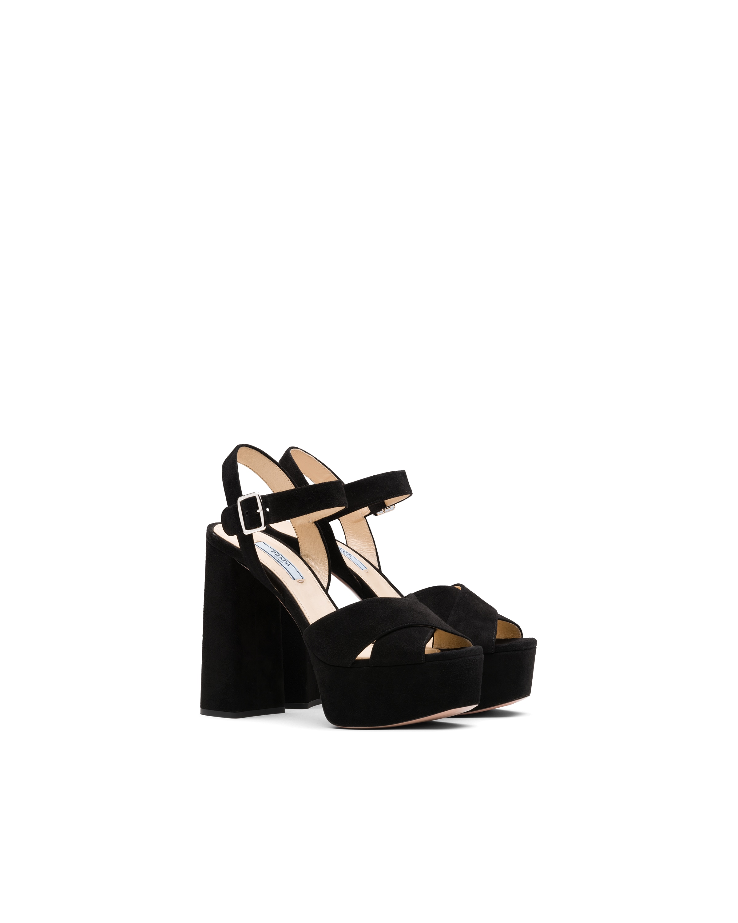 Black Suede platform sandals | Prada