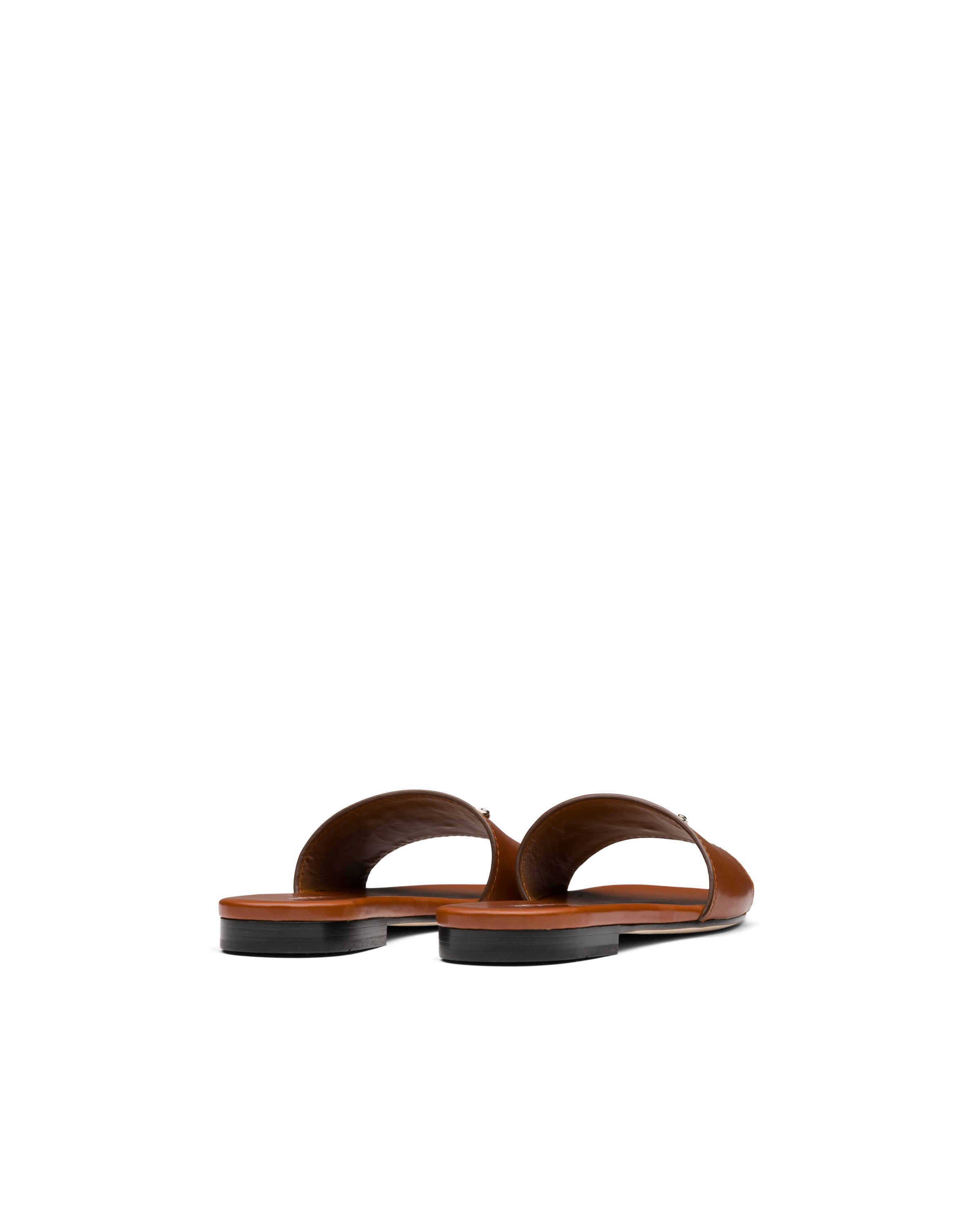 Cognac Leather slides | Prada
