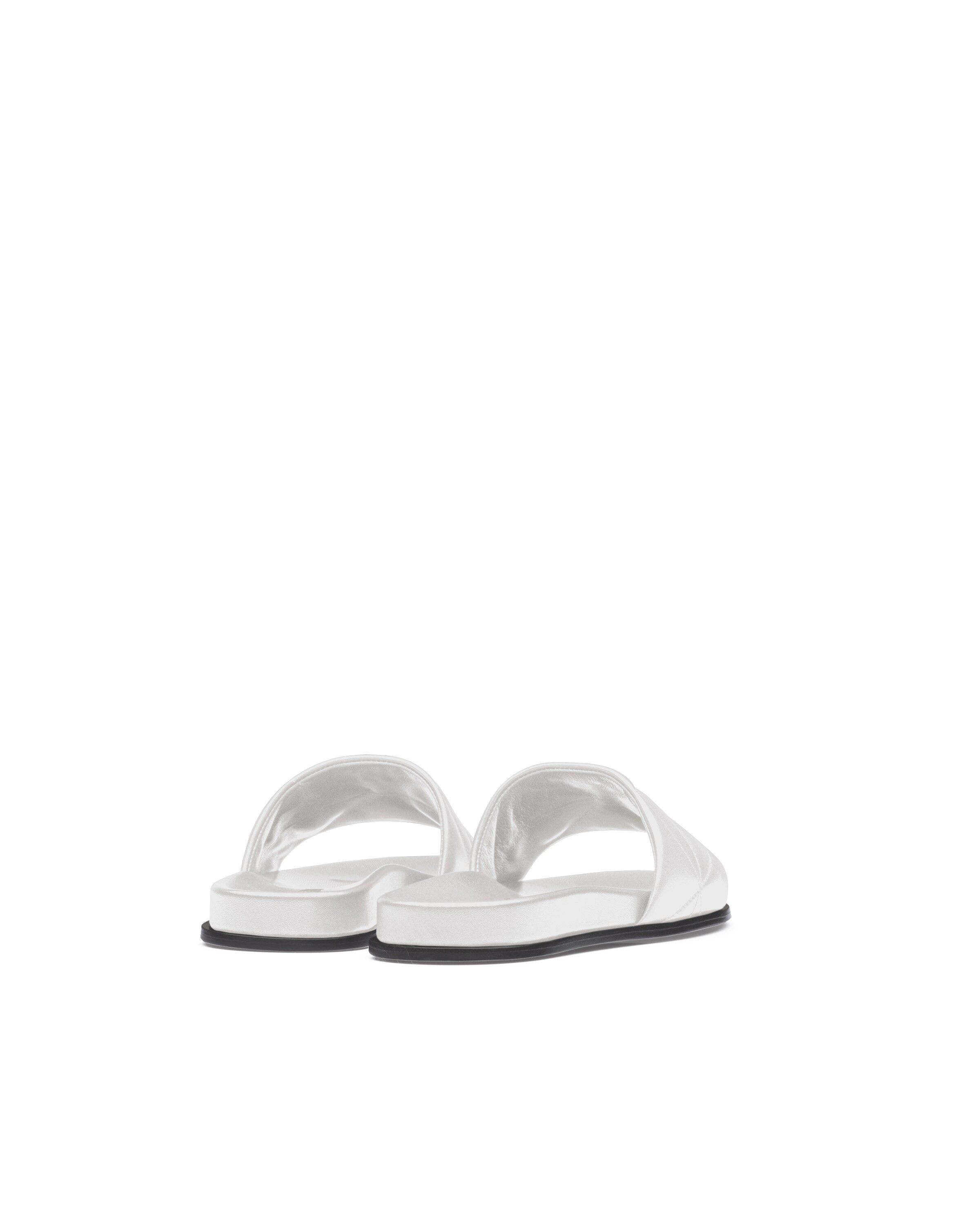 White Nappa leather slides | Prada