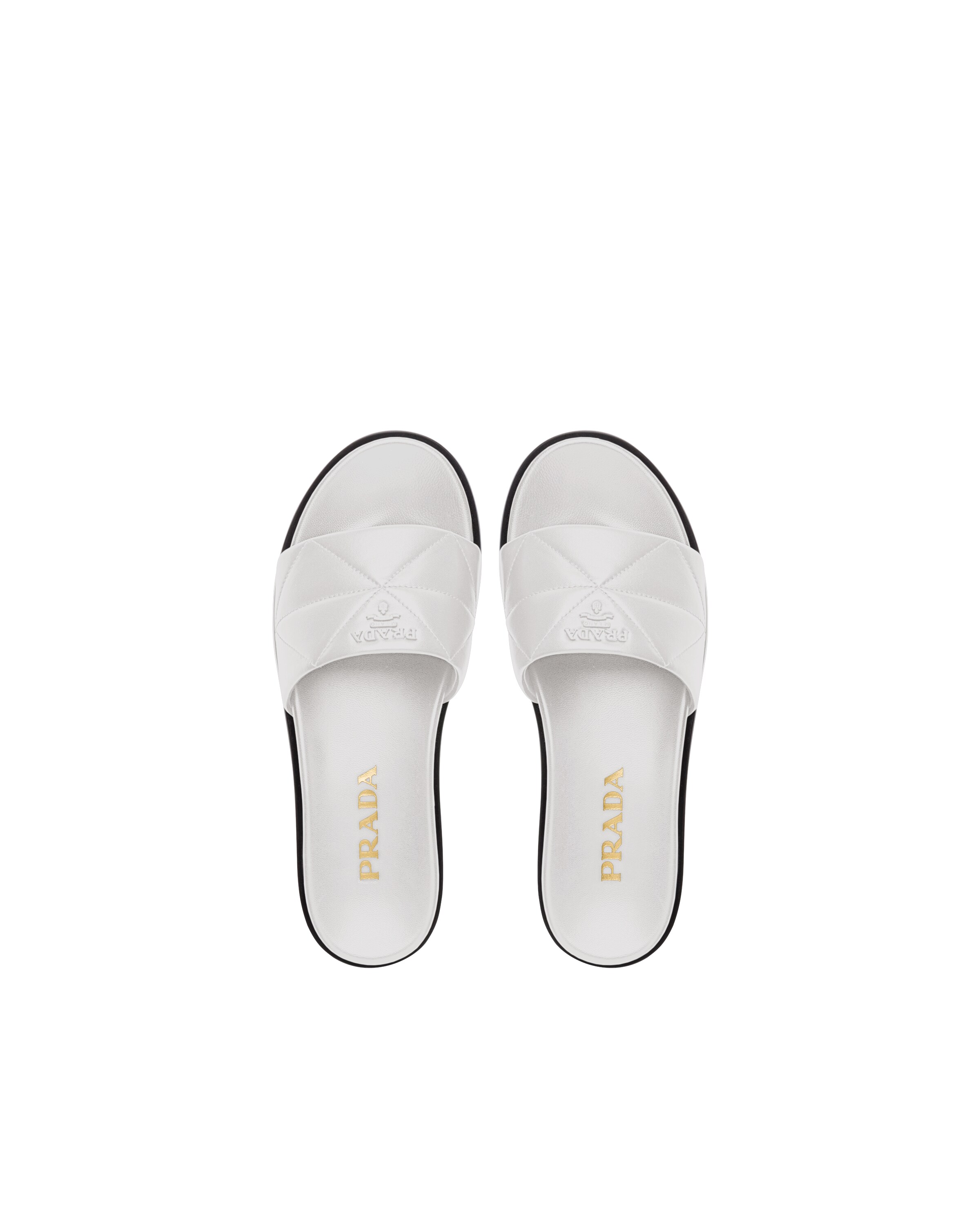 White Nappa leather slides | Prada