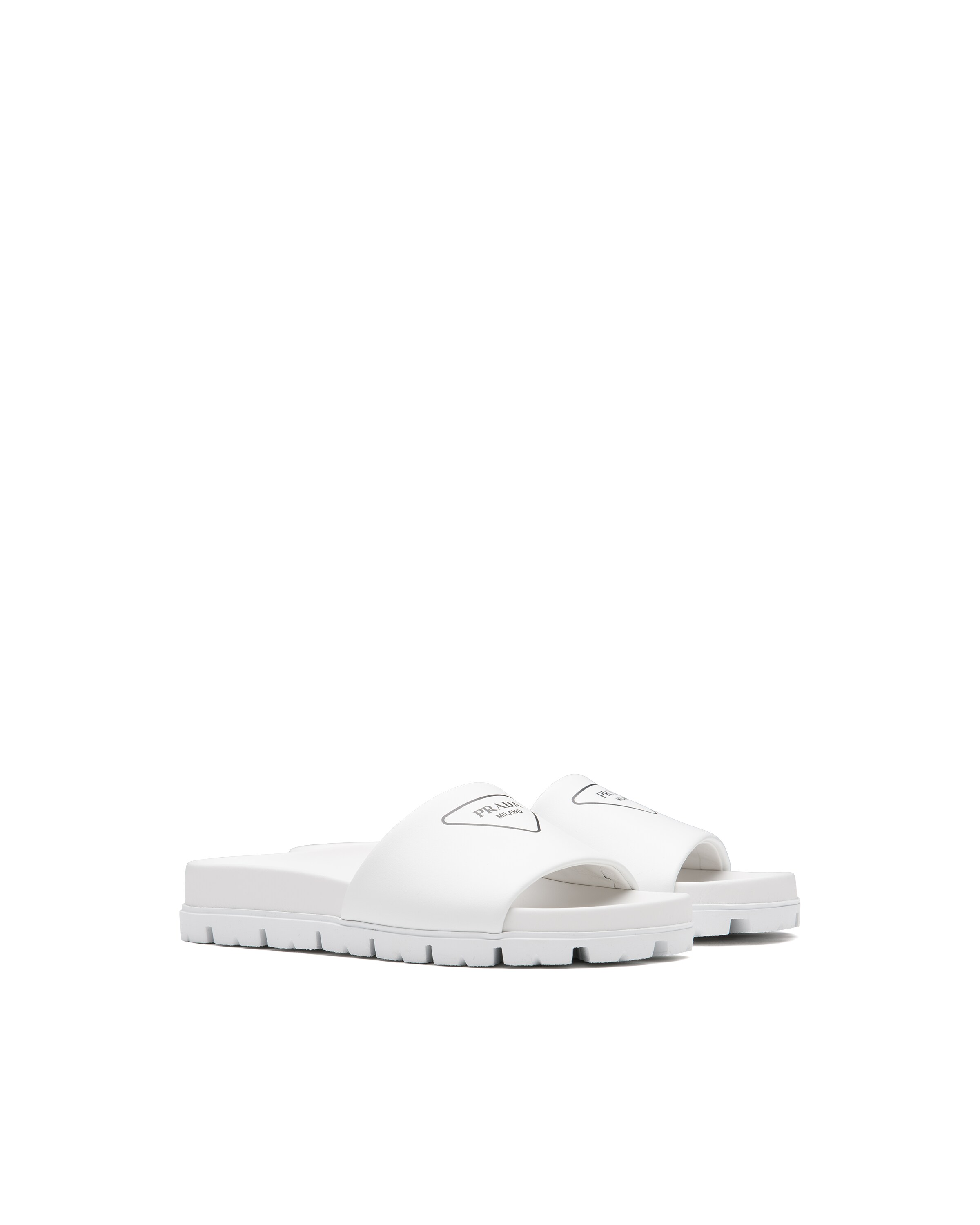 Chinelos em couro Branco | Prada