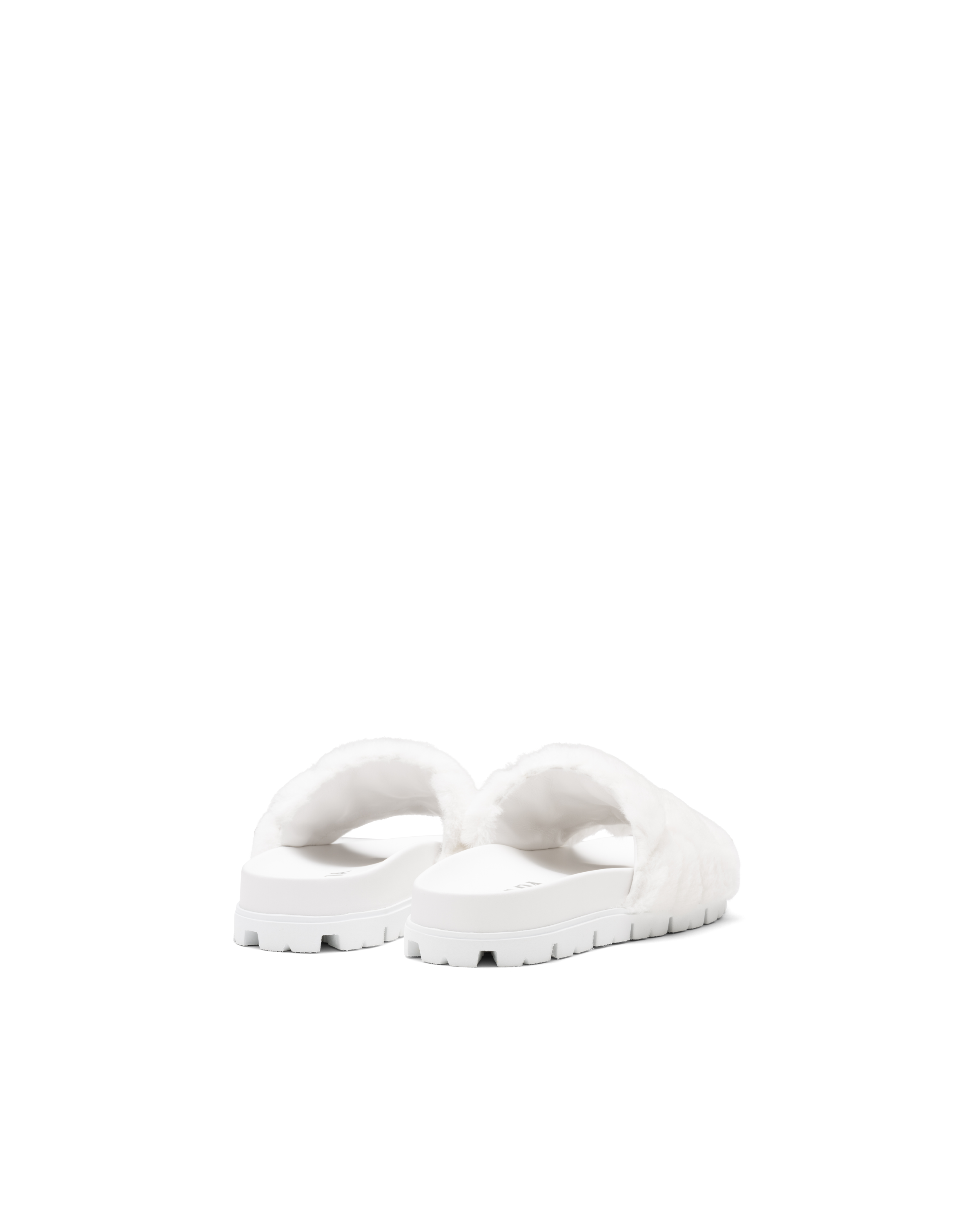 White Shearling slides | Prada