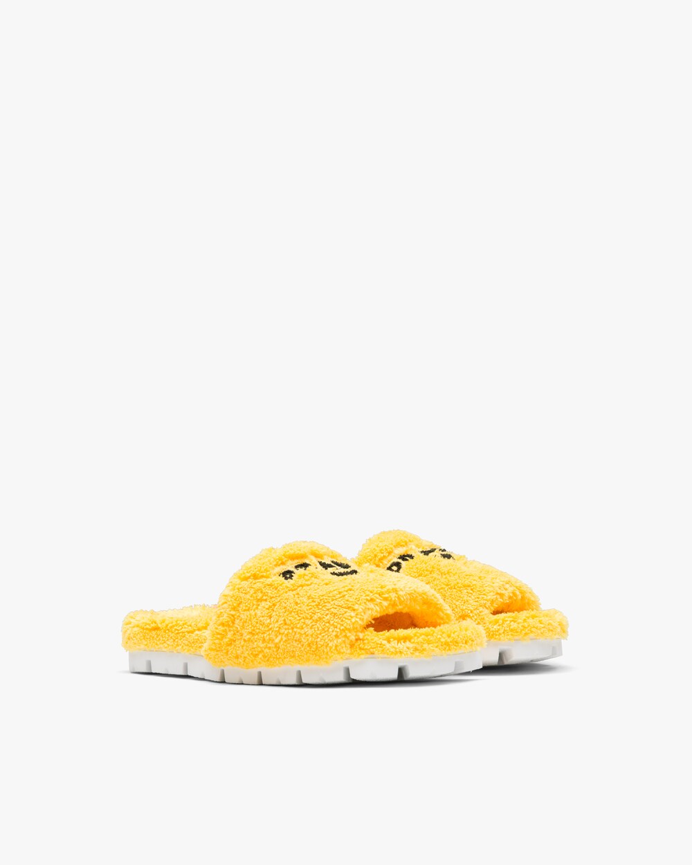 Yellow/black Terry cloth slides | Prada
