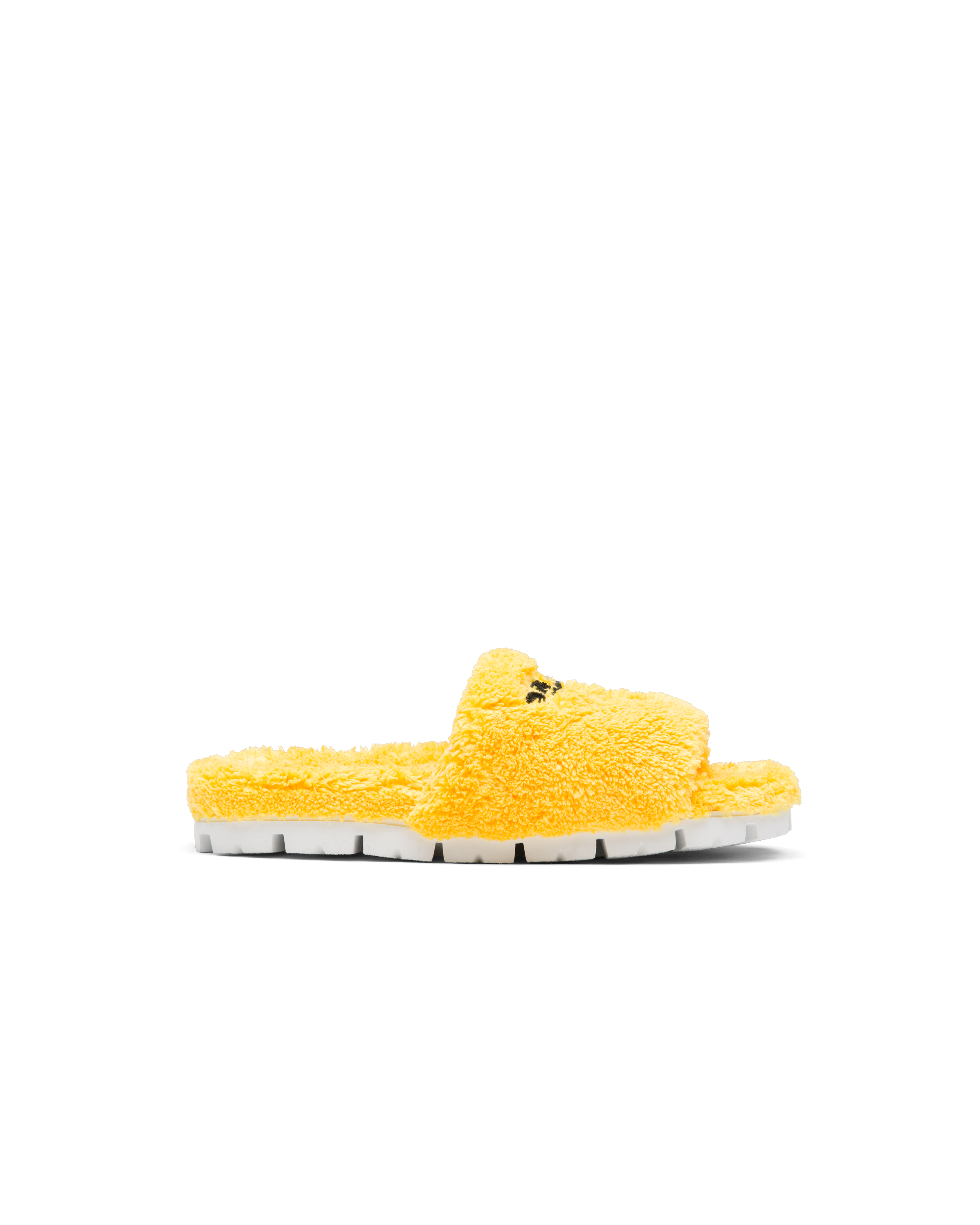 Yellow/black Terry cloth slides | Prada