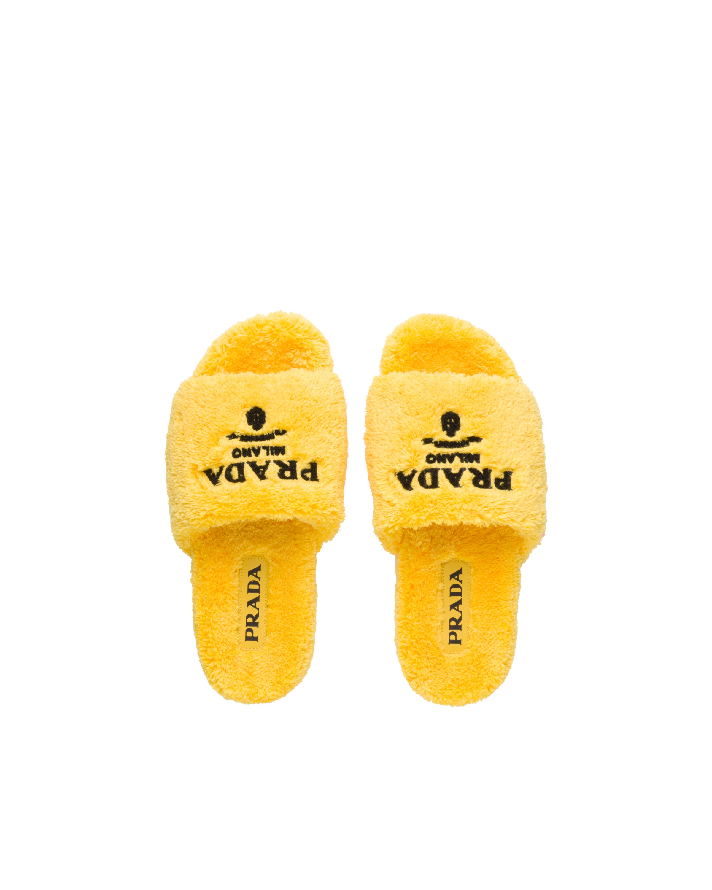 Yellow/black Terry cloth slides | Prada